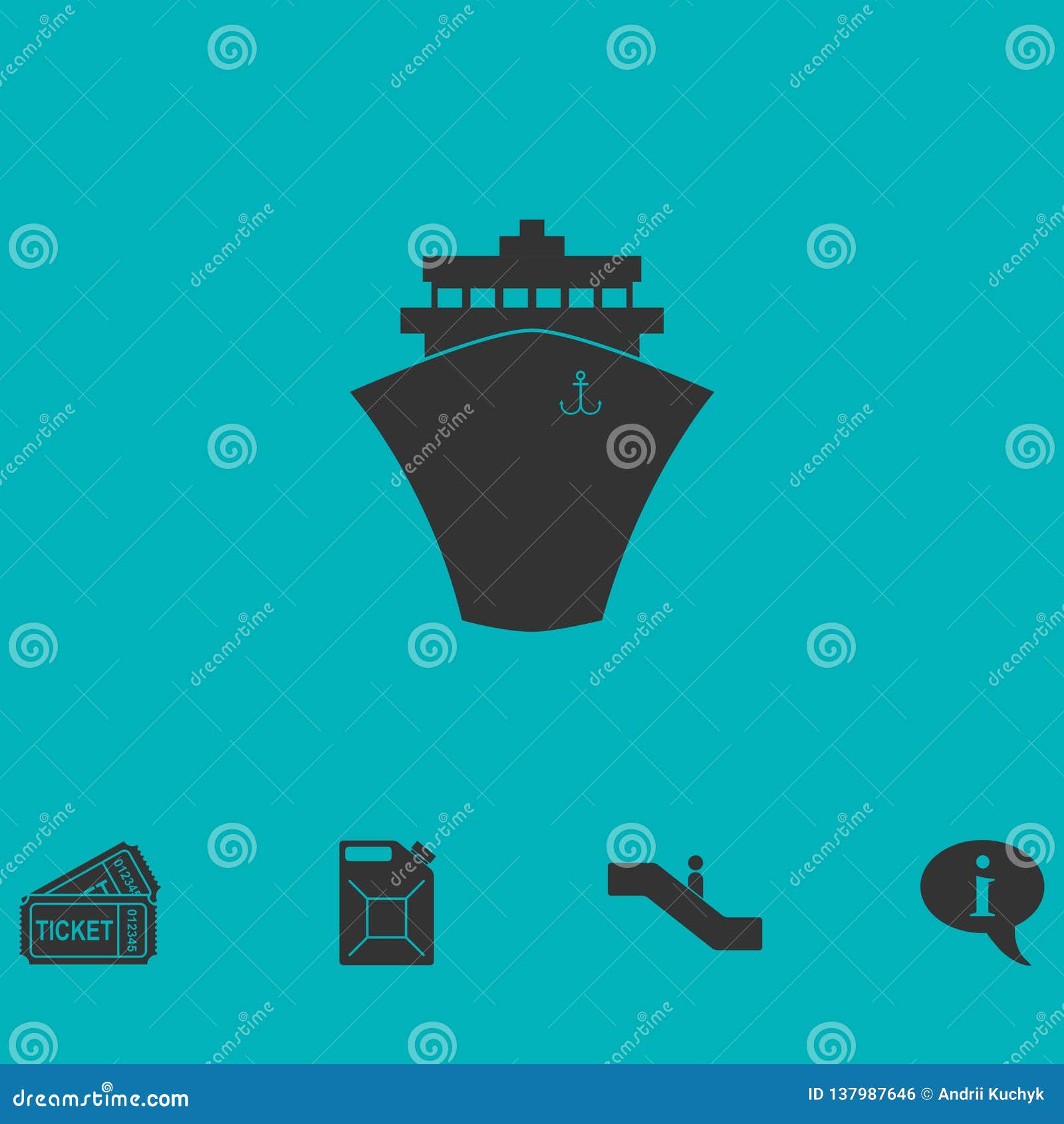 Ship icon flat stock illustration. Illustration of liner - 137987646
