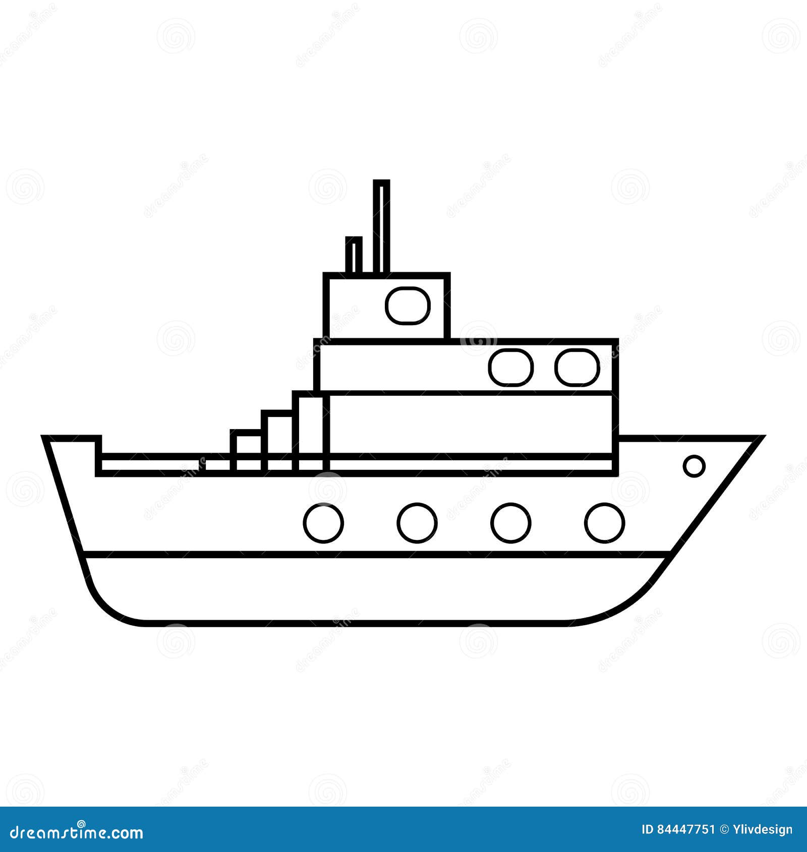 Ship icon, outline style stock vector. Illustration of port - 84447751