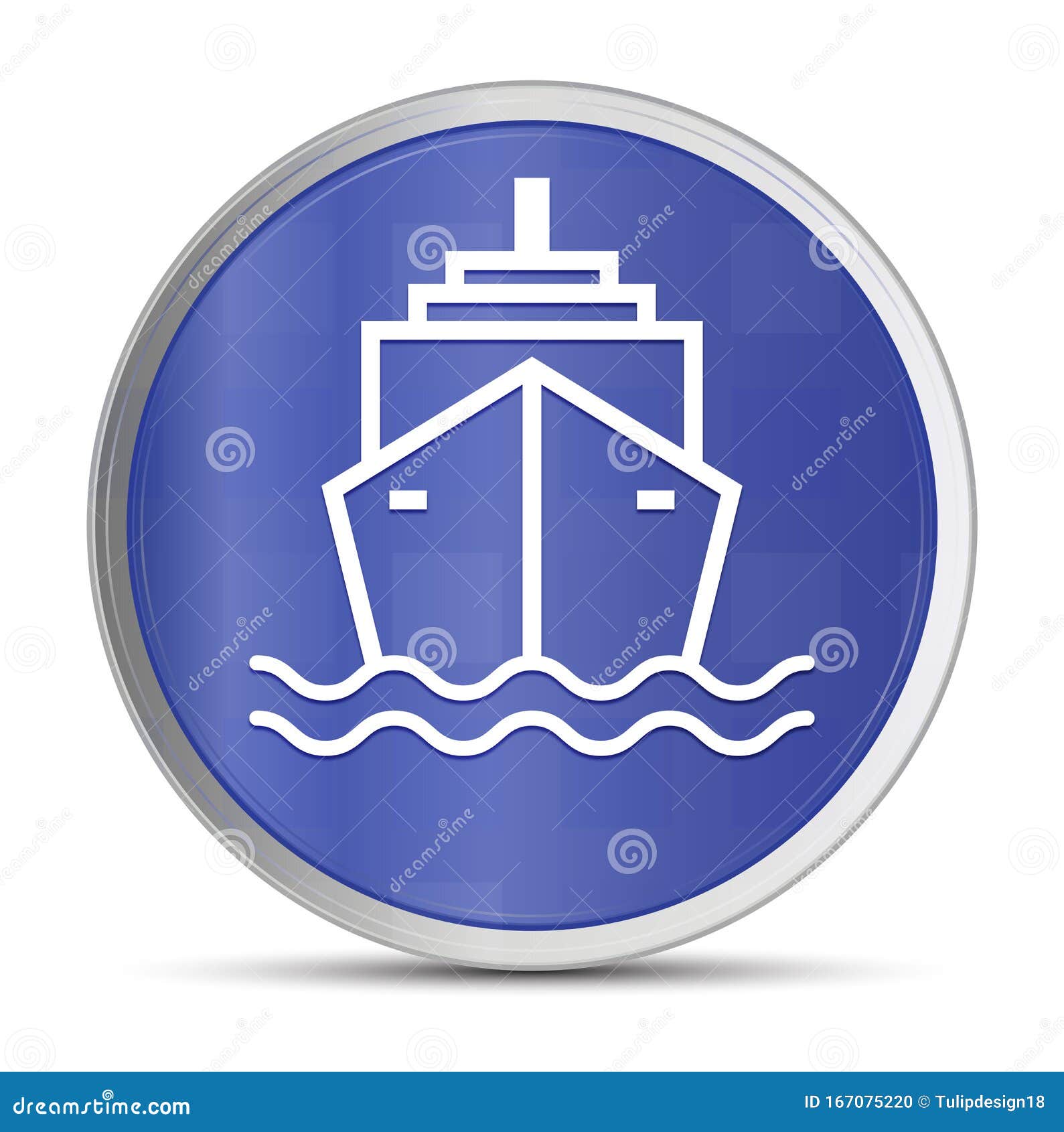 Ship Icon Prime Blue Round Button Vector Illustration Design Silver ...