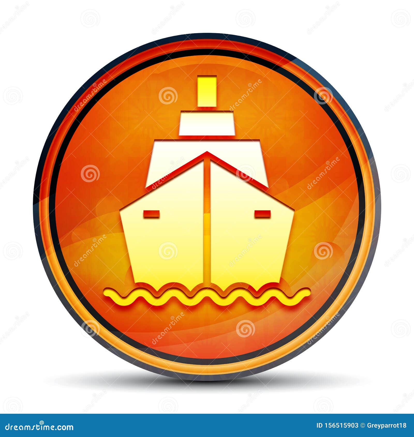 Ship Icon Shiny Bright Orange Round Button Illustration Stock ...