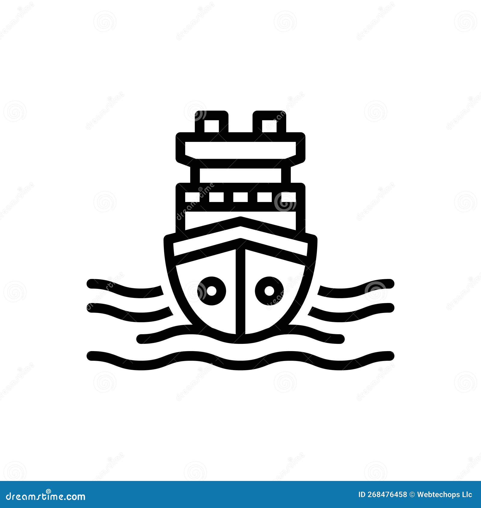Black Line Icon for Ship, Vessel and Boat Stock Illustration ...