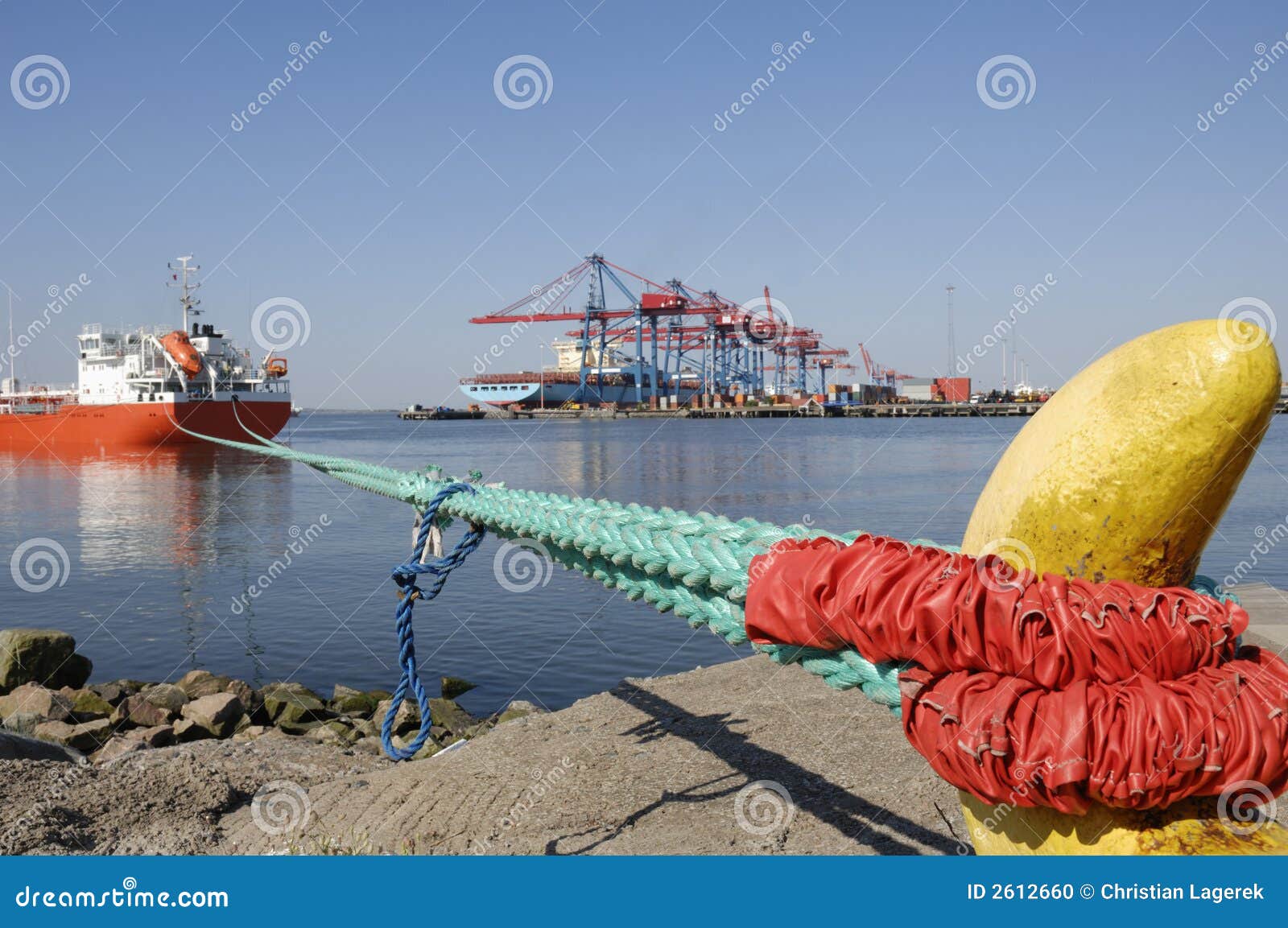 Ship Infront of Container-port Stock Photo - Image of container ...