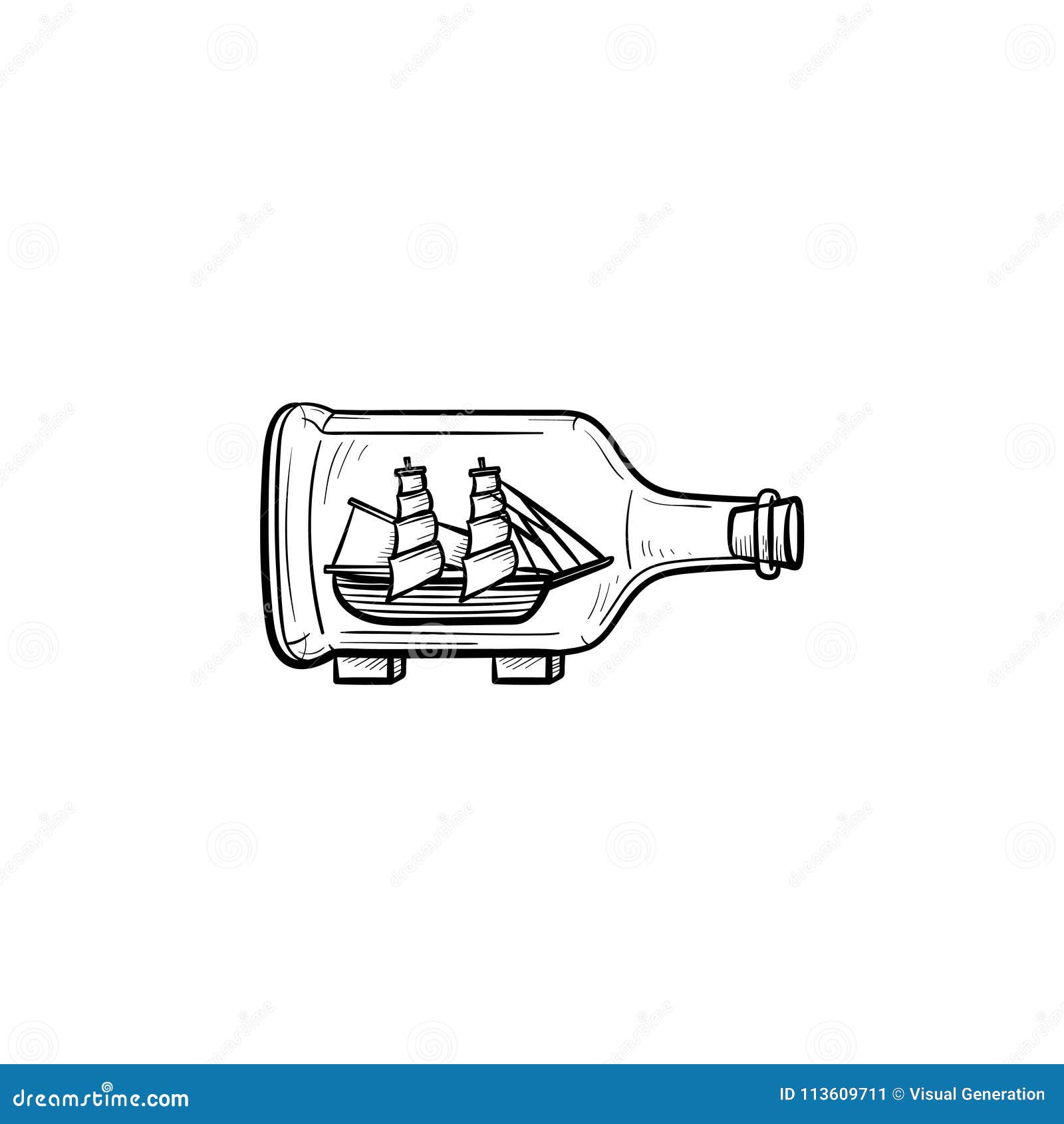 Ship Inside the Bottle Hand Drawn Sketch Icon. Stock Vector ... Ship Inside the Bottle Hand Drawn Sketch Icon. Stock Vector ...