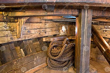 Ship interior with rope stock photo. Image of interior - 12020194