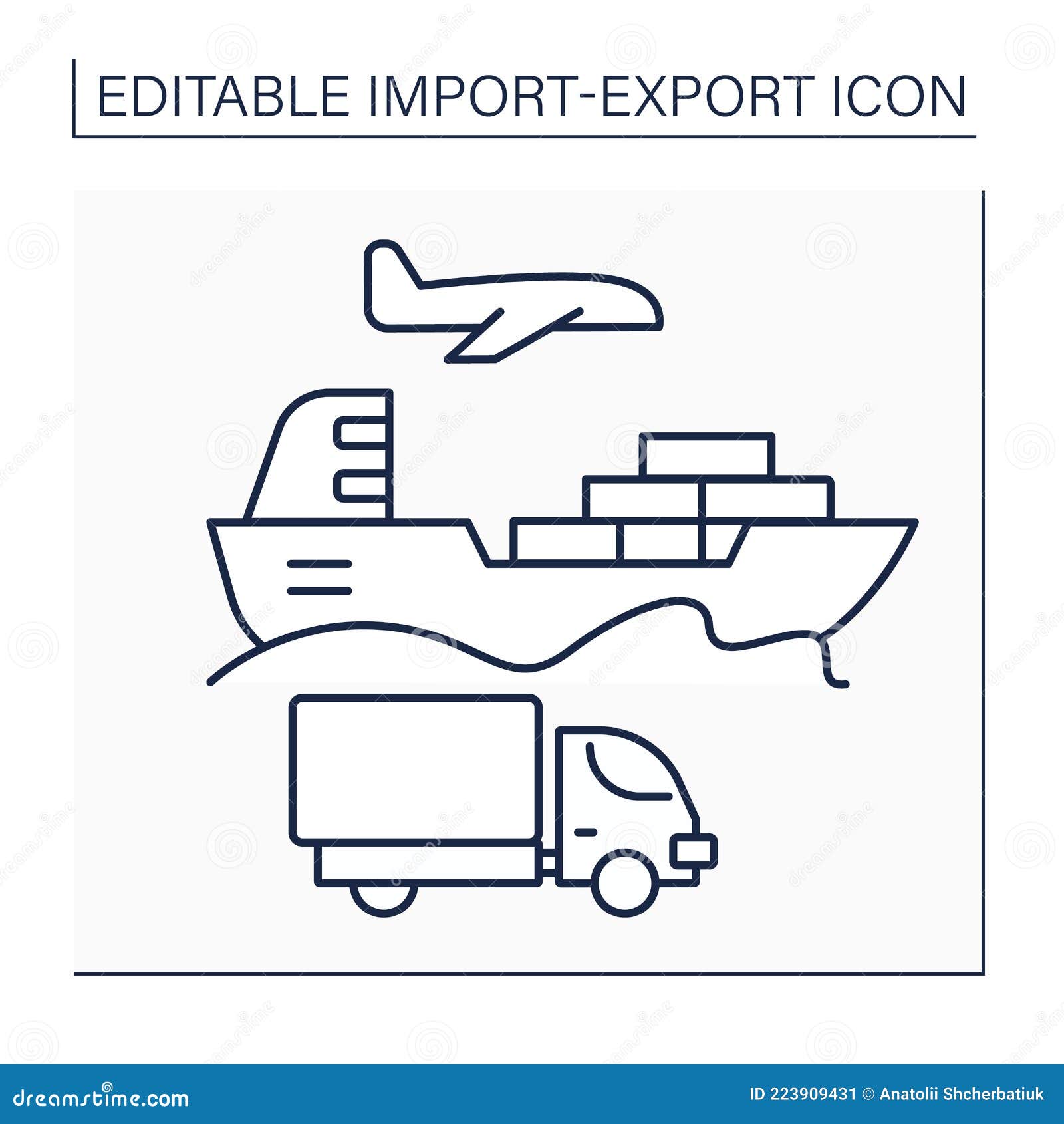 Ship line icon stock vector. Illustration of commercial - 223909431