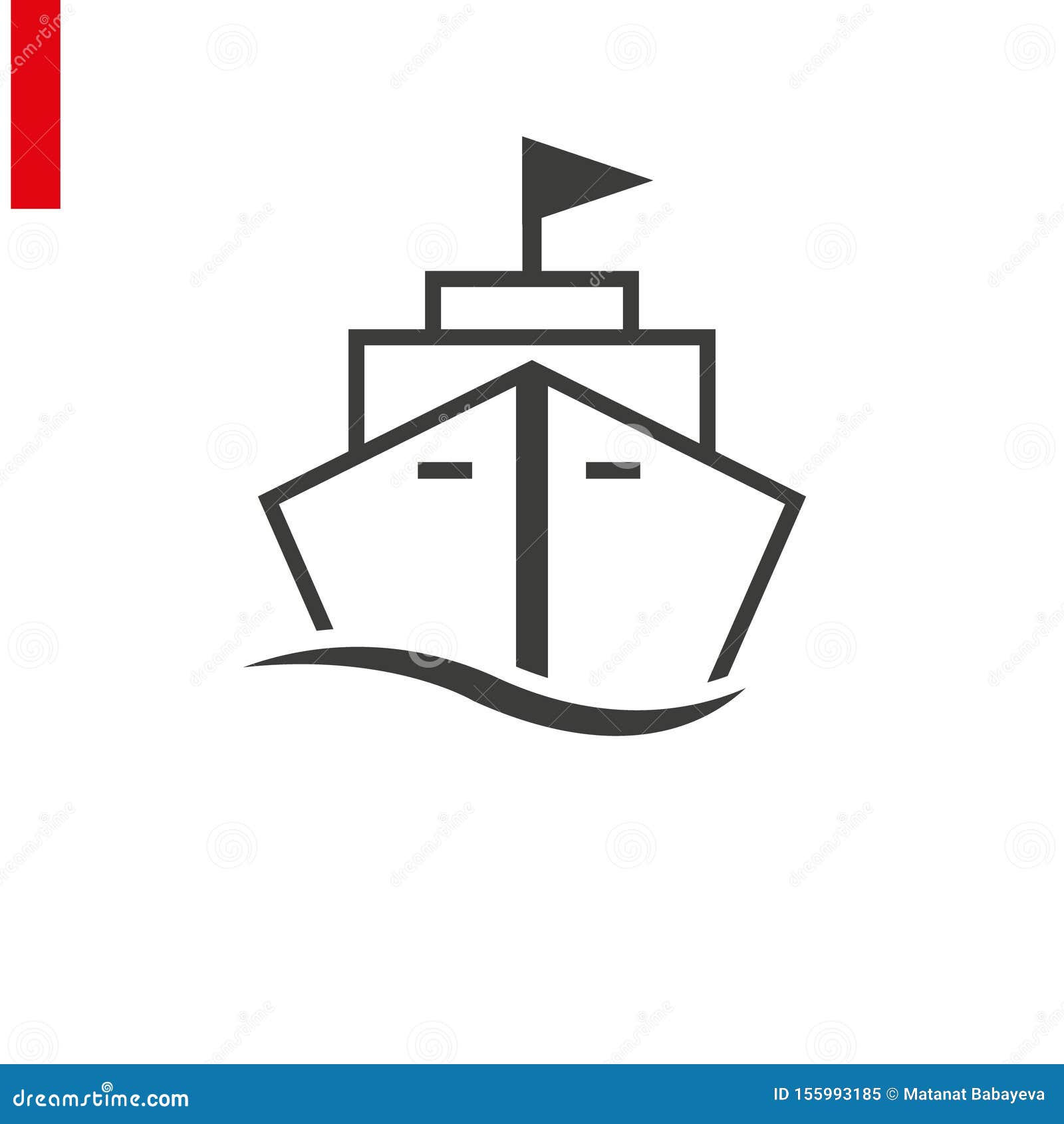 Ship Line Icon on White Background. Illustration Eps 10 Stock Vector ...