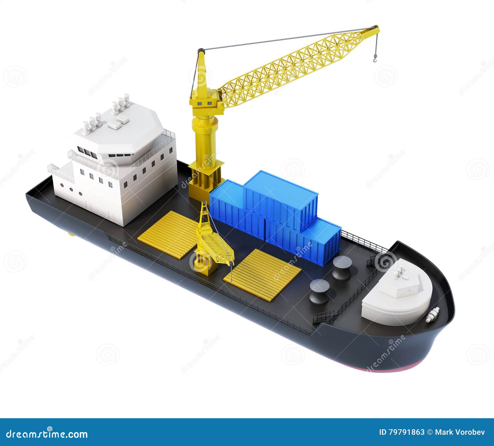 Ship Loader with Crane Isolated. 3d Rendering Stock Illustration ...