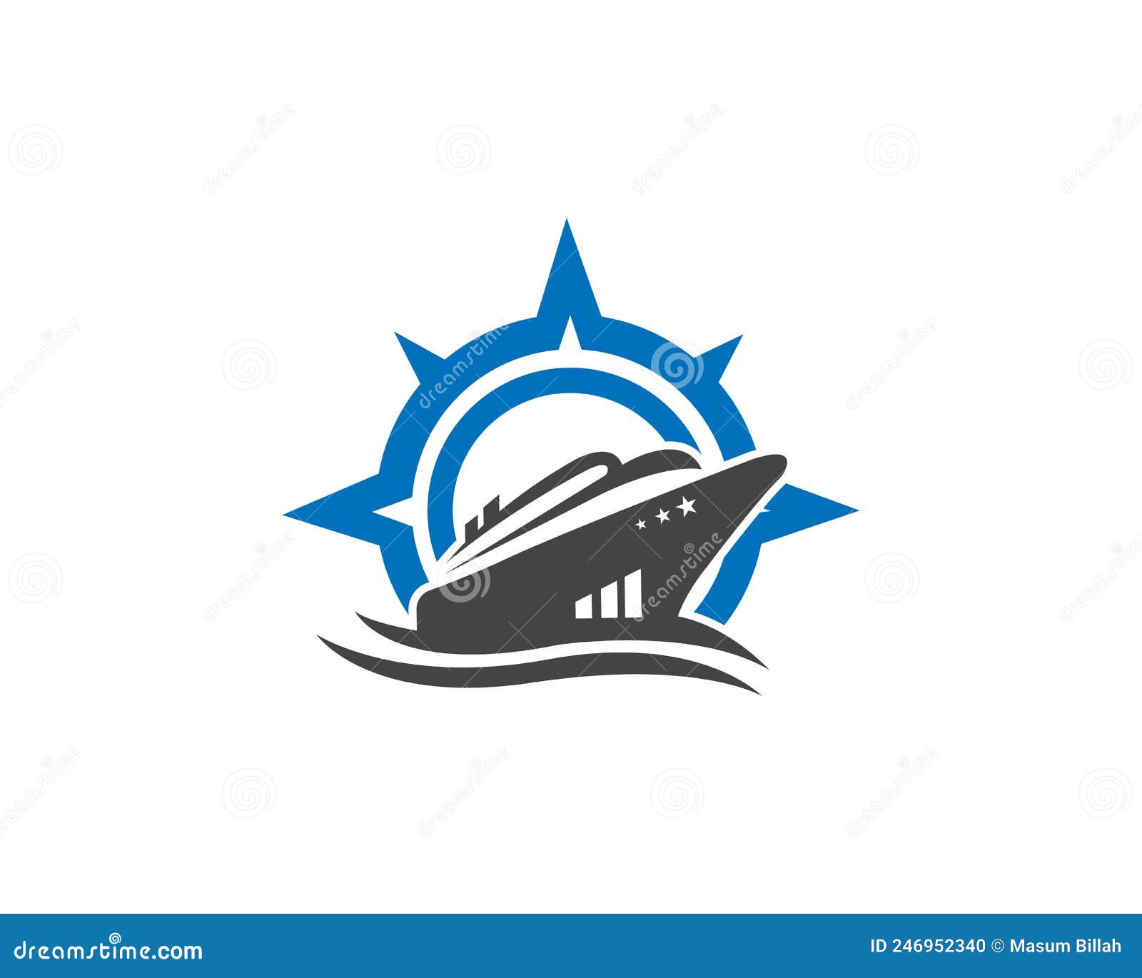 Ship logo with compass. stock vector. Illustration of discovery - 246952340