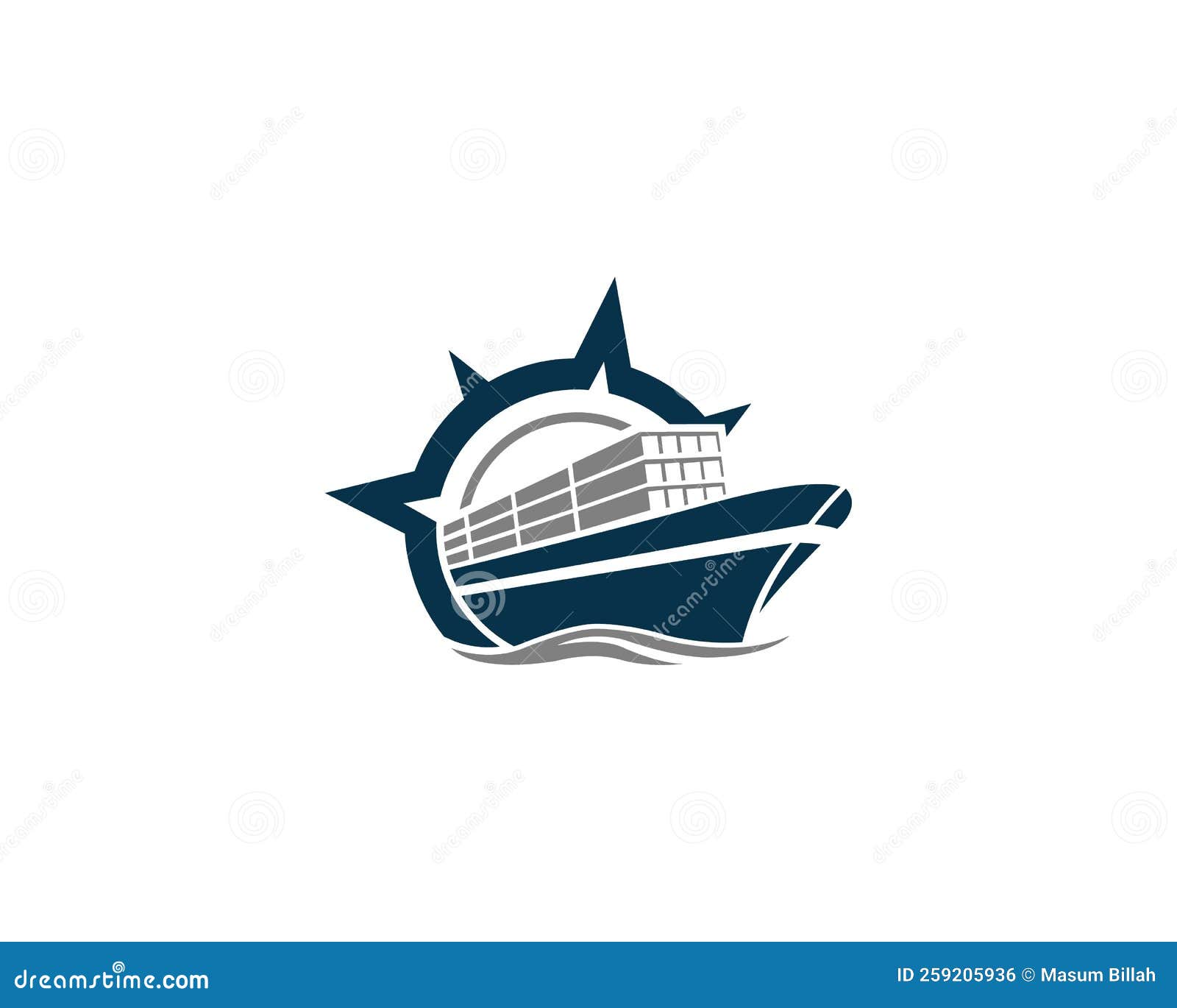 Ship Logo with Compass. stock vector. Illustration of brand - 259205936