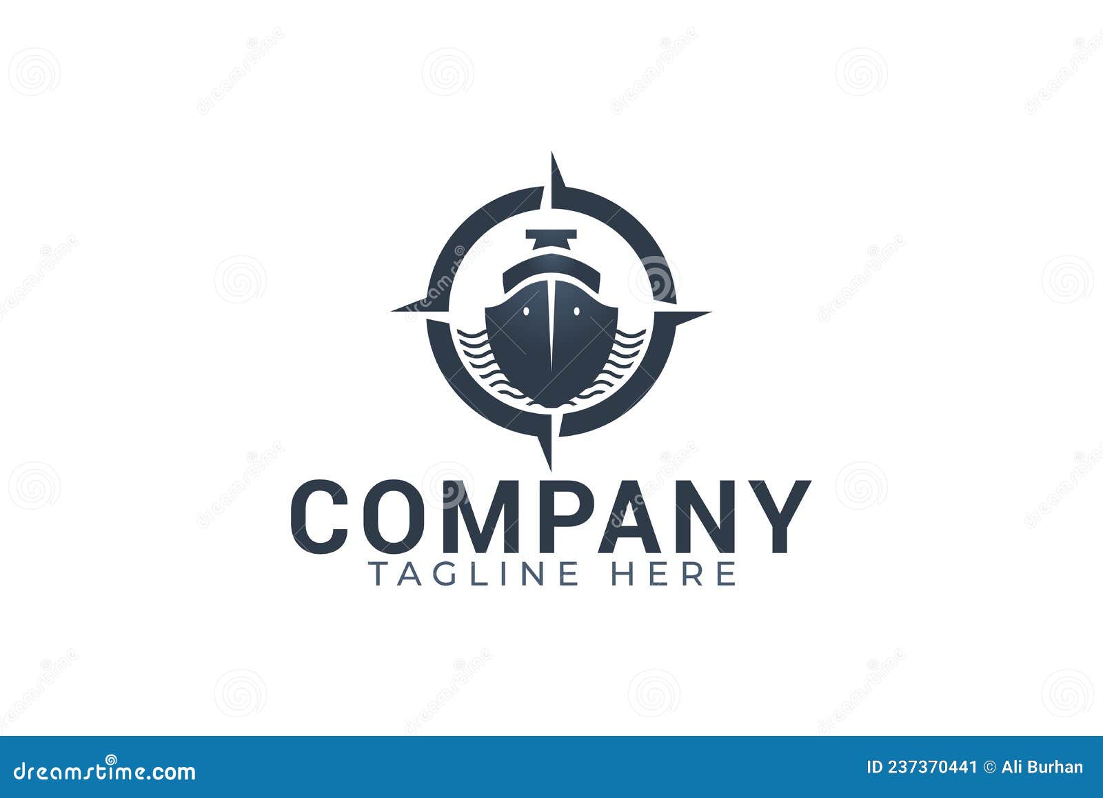 Ship Management Logo with a Combination of a Ship, Wave, and Compass or ...
