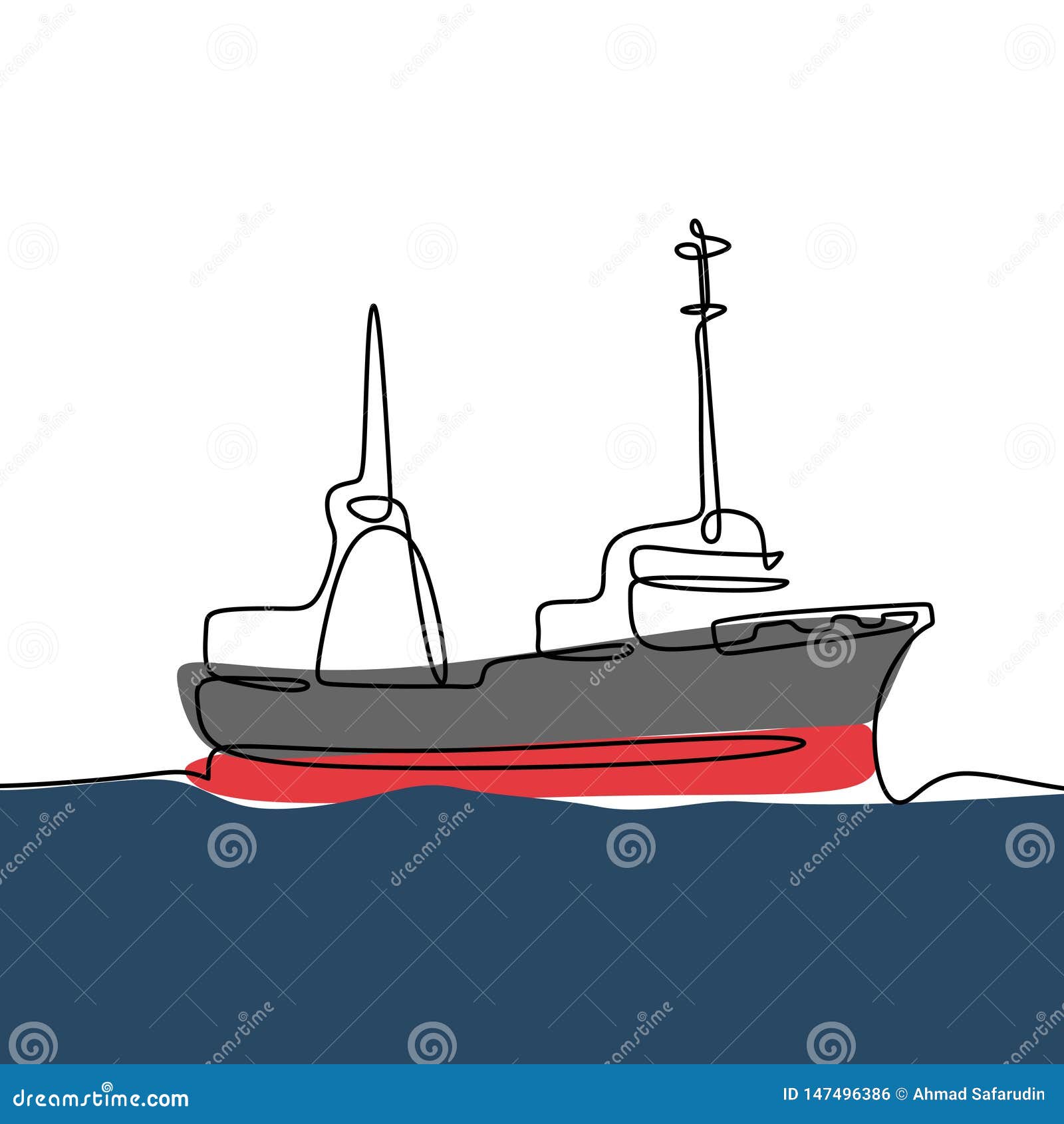 Ship Maritime Continuous One Line Drawing Minimalist Design Stock ...