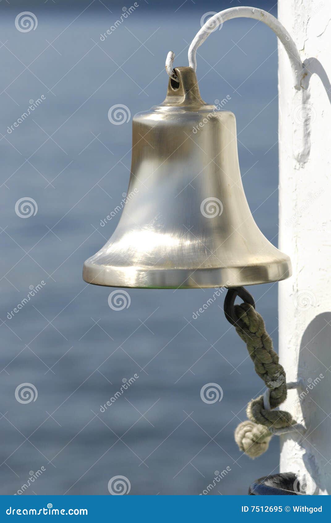 Ship Metal Bell with Rope on a White Hook Stock Image - Image of ship ...