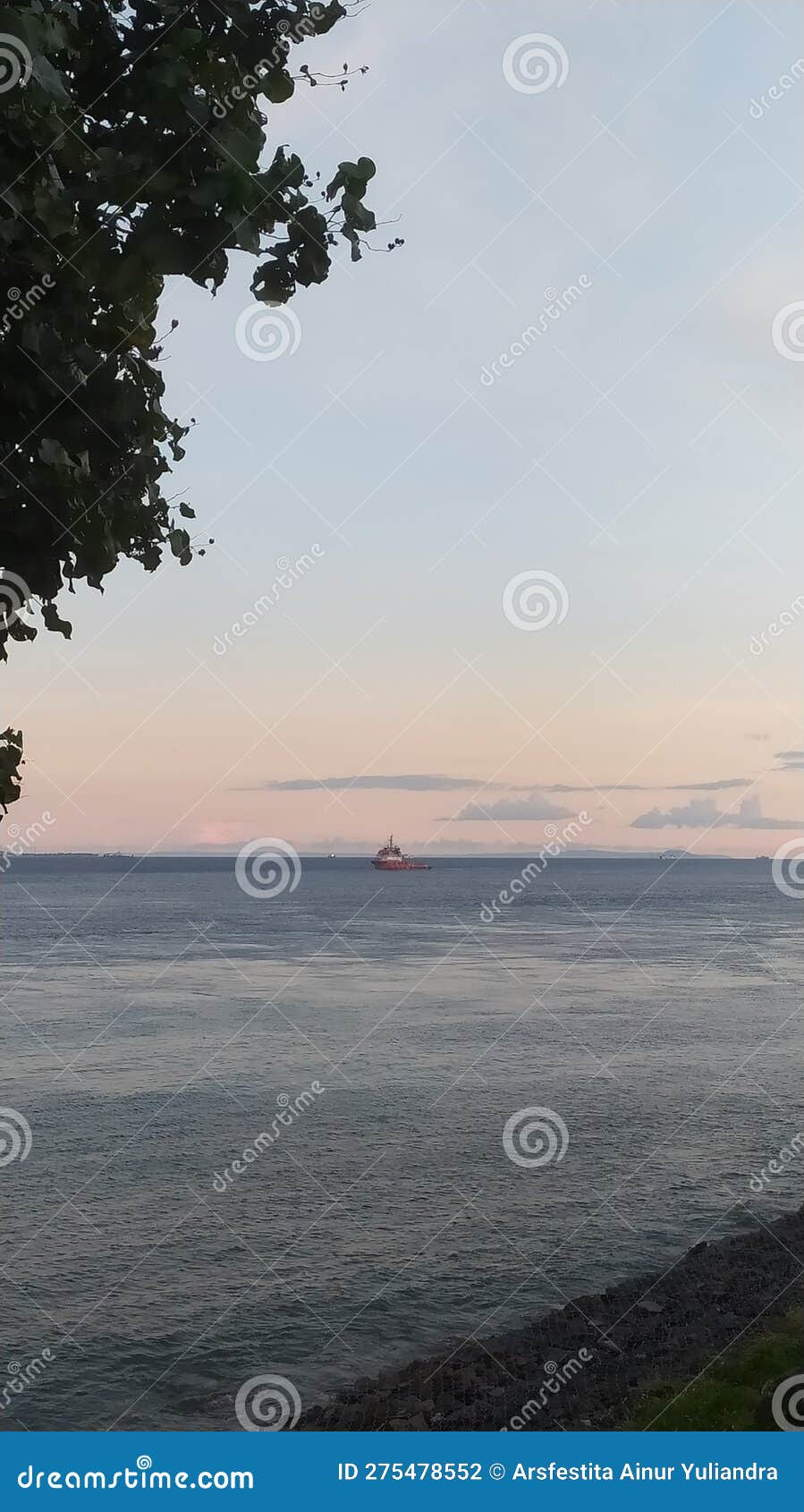Ship in the Middle of the Sea Bali Strait Stock Photo - Image of middle ...