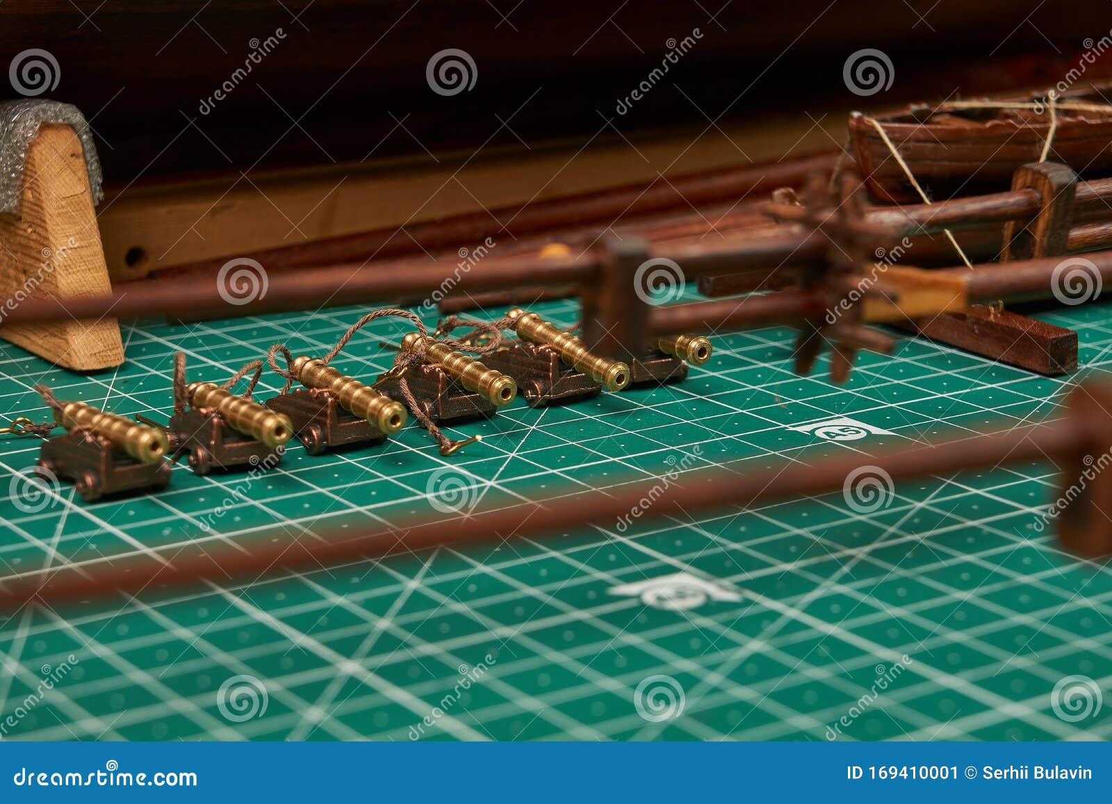 Ship Model Building in Progress. Assembly of Ship Model from Wood Stock ...