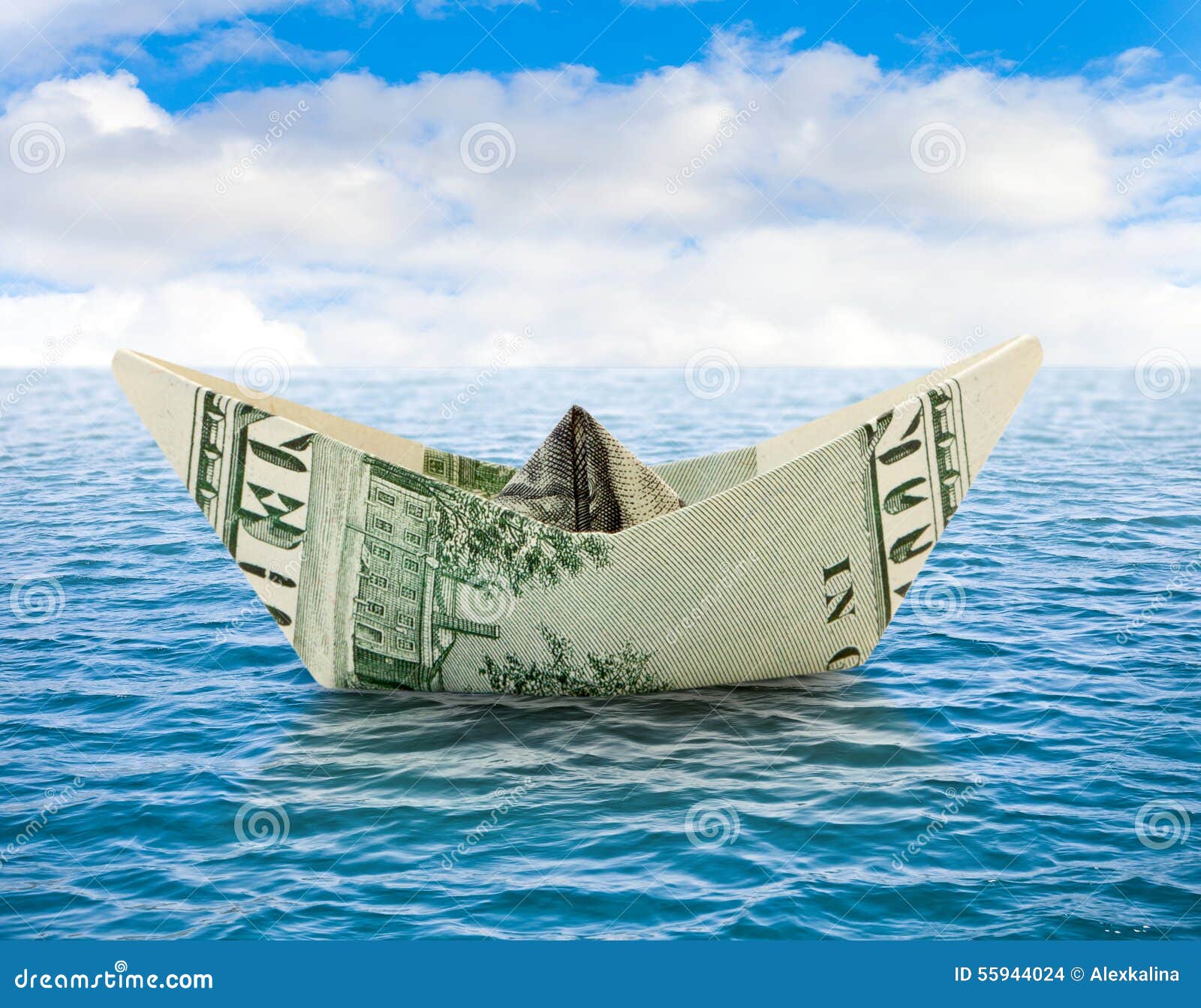 Ship from money on water stock photo. Image of vessel - 55944024