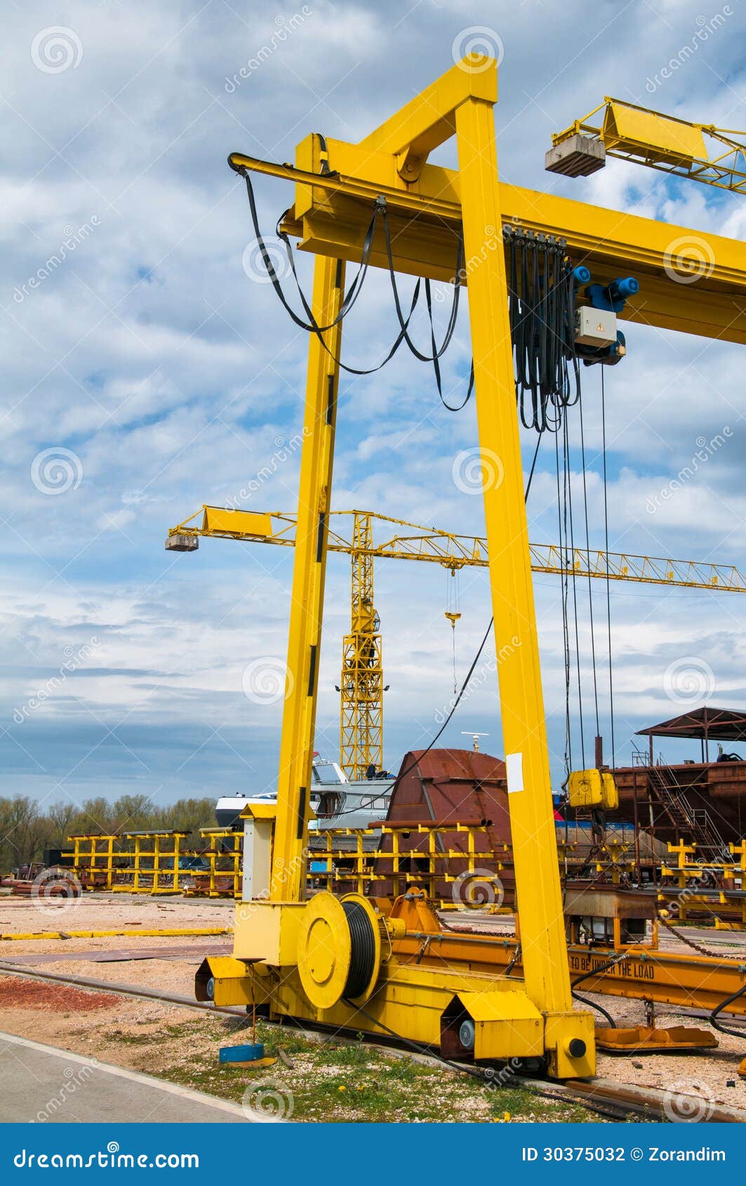 Ship and Monumental Crane in the Shipyard Stock Photo - Image of ...