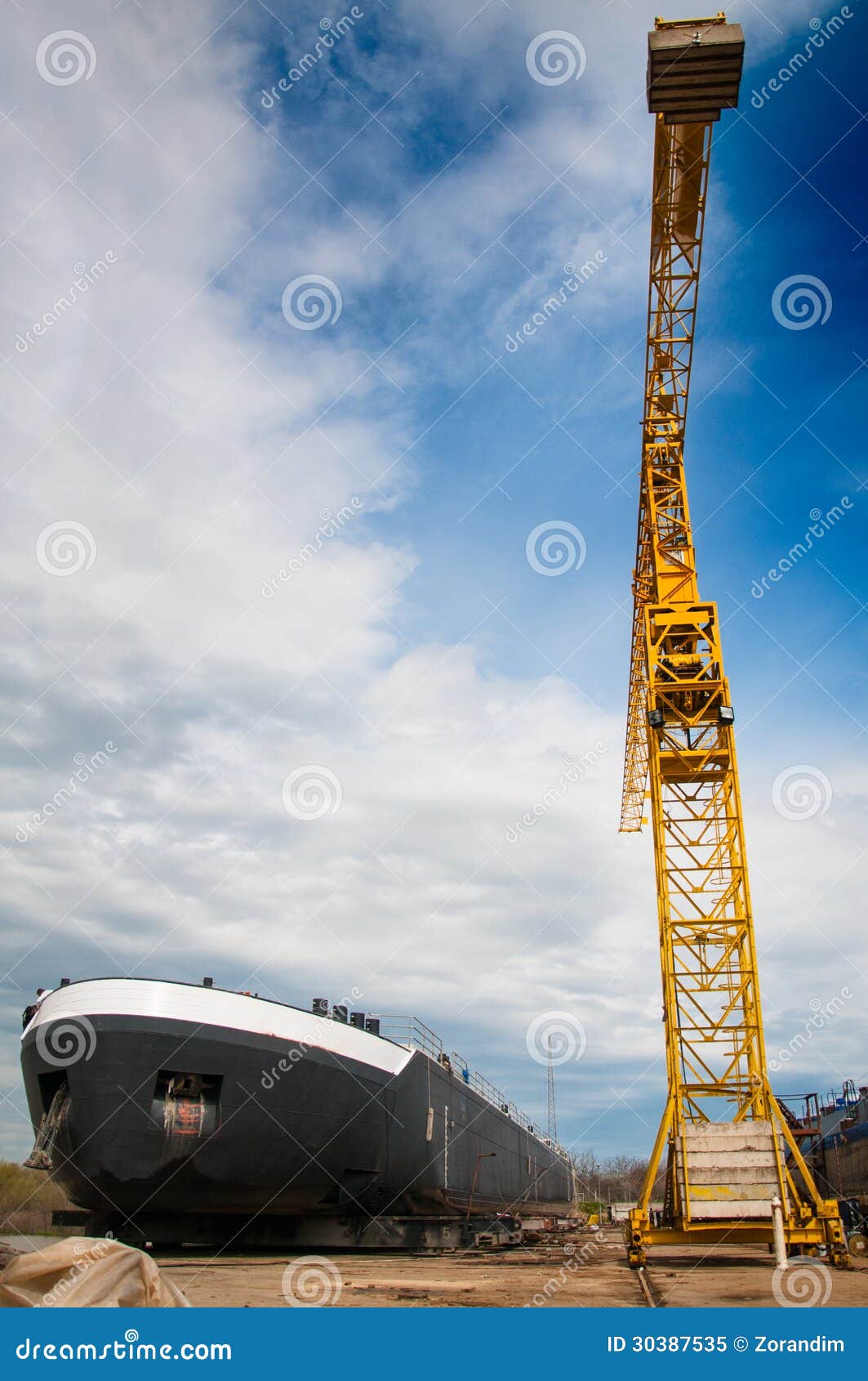 Ship and Monumental Crane in the Shipyard Stock Image - Image of crane ...