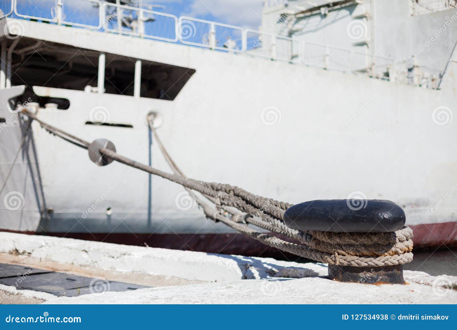 The Ship is Moored To a Dock Ladder Rope Chain Stock Photo - Image of ...