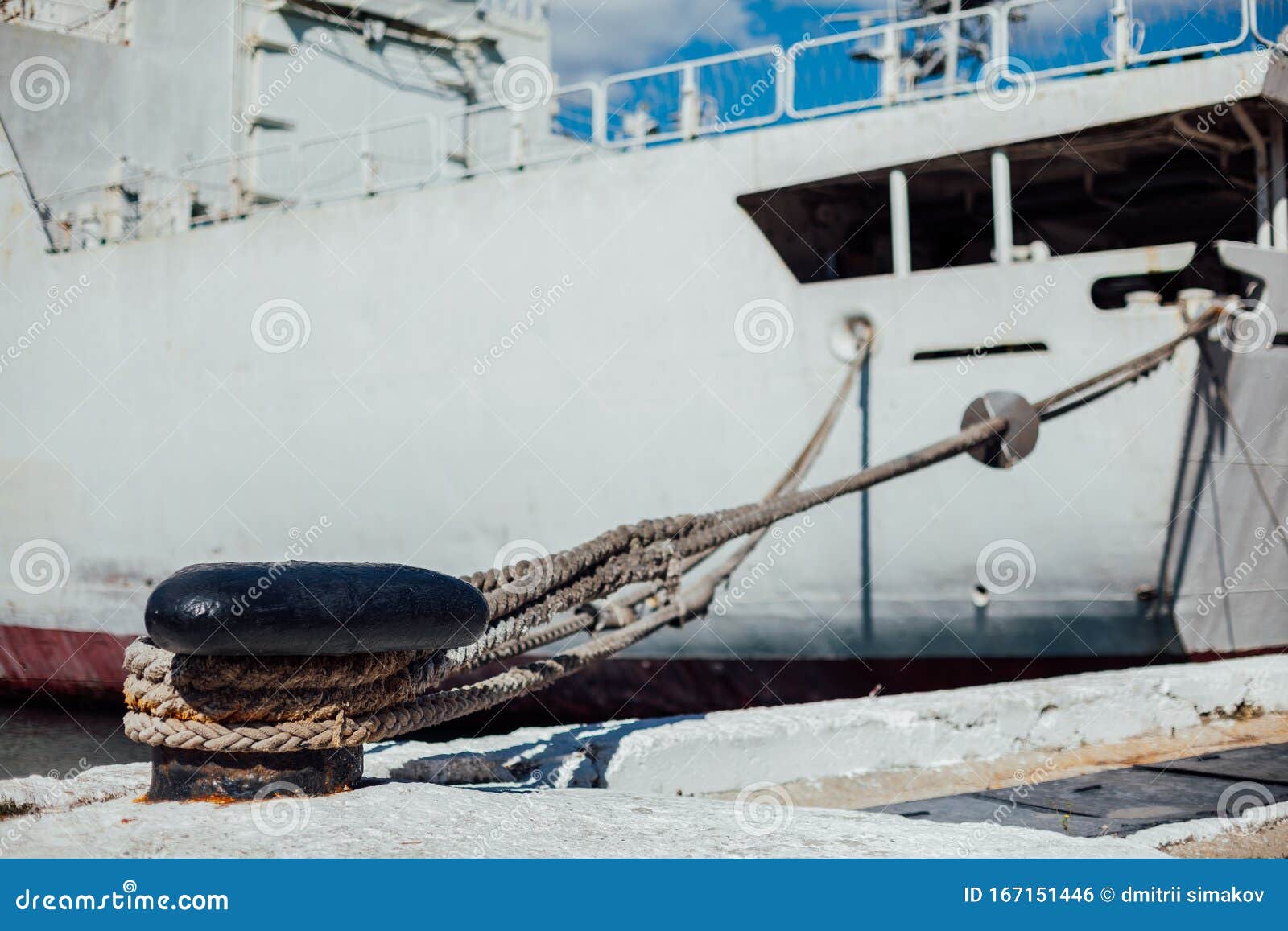 The Ship is Moored To a Dock Ladder Rope Chain Stock Photo - Image of ...