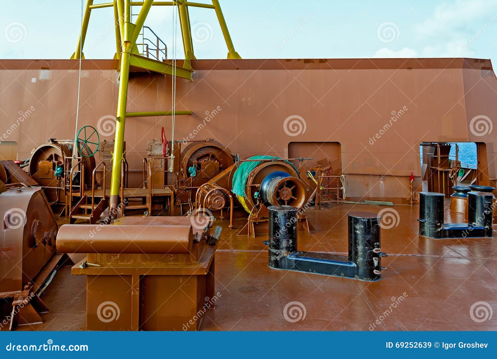 Mooring Winches On The Deck Of A Container Ship, Equipment On The Deck ...