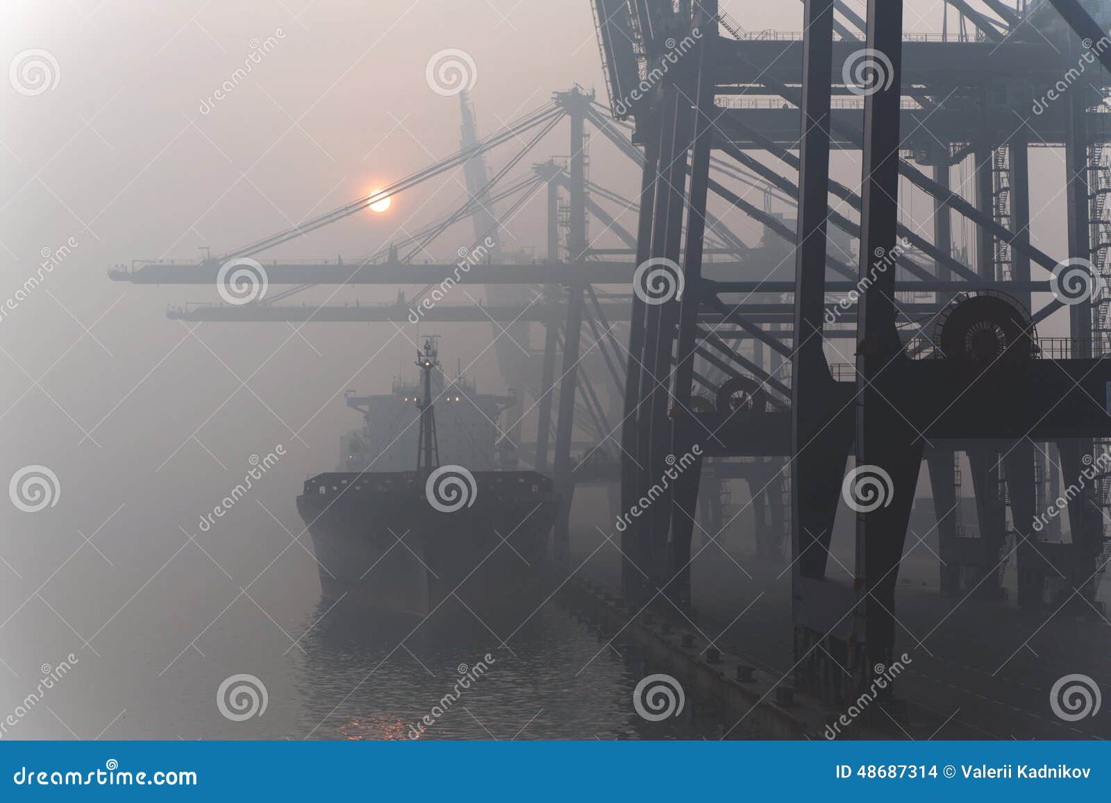Ship in the morning mist stock photo. Image of nautical - 48687314