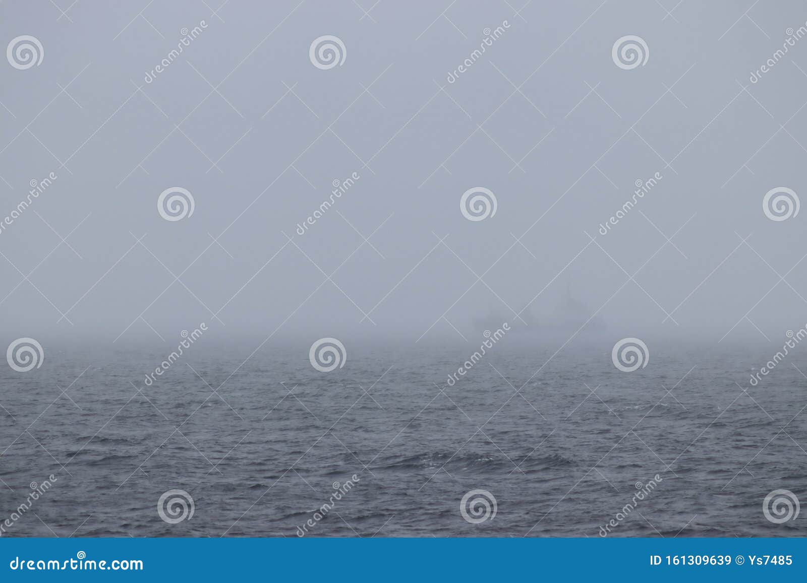 Ship Moving in the Ocean in Dense Fog. Stock Image - Image of dense ...