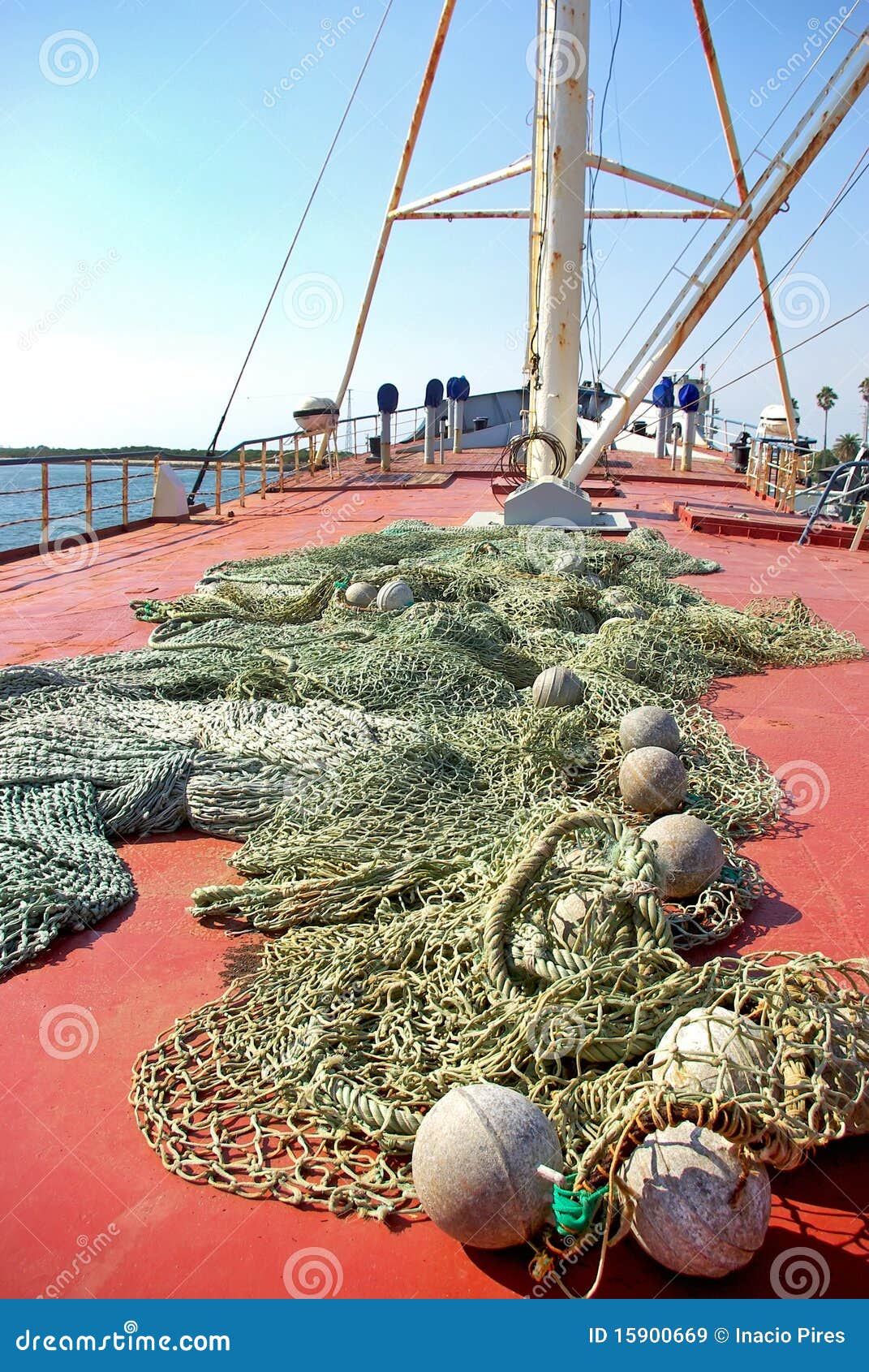 Ship and nets. stock image. Image of blue, catch, fishing - 15900669