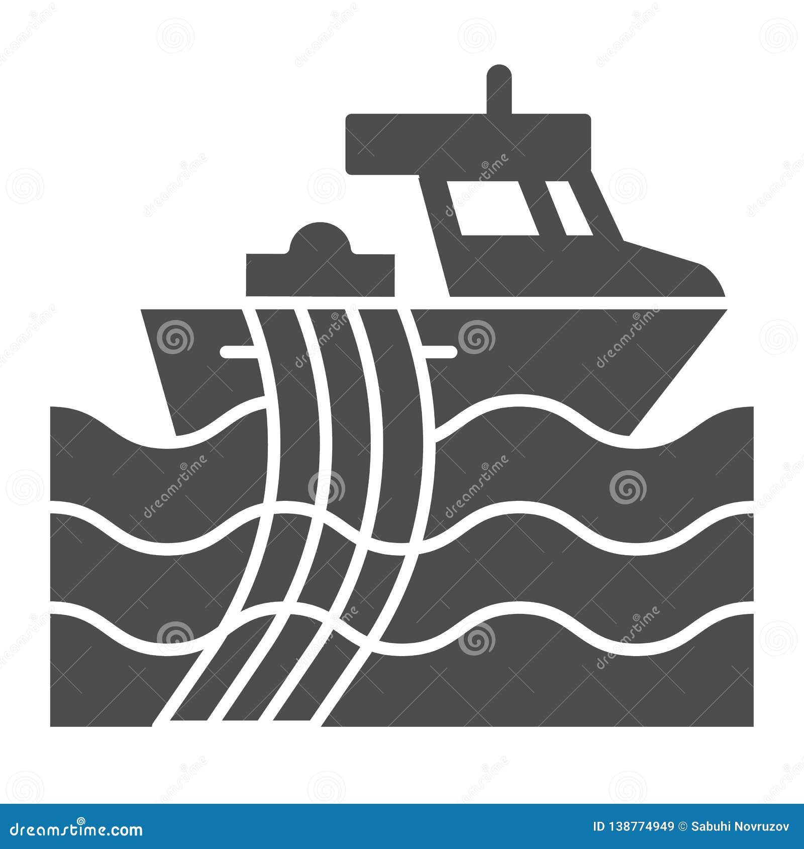 Ship With Nets Line Icon. Fising Vessel Illustration Isolated On White ...