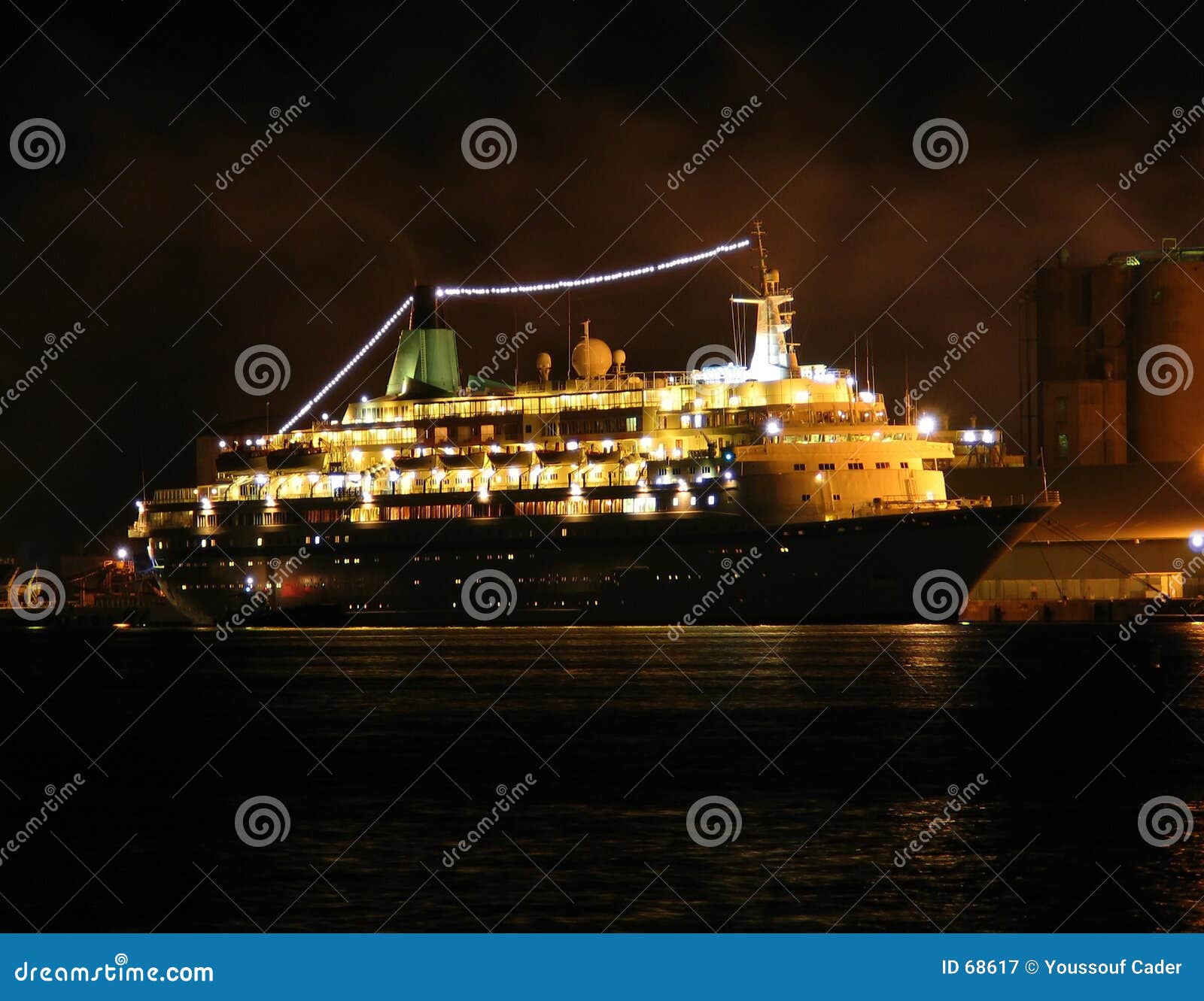 Ship at night stock image. Image of ocean, cargo, lights - 68617