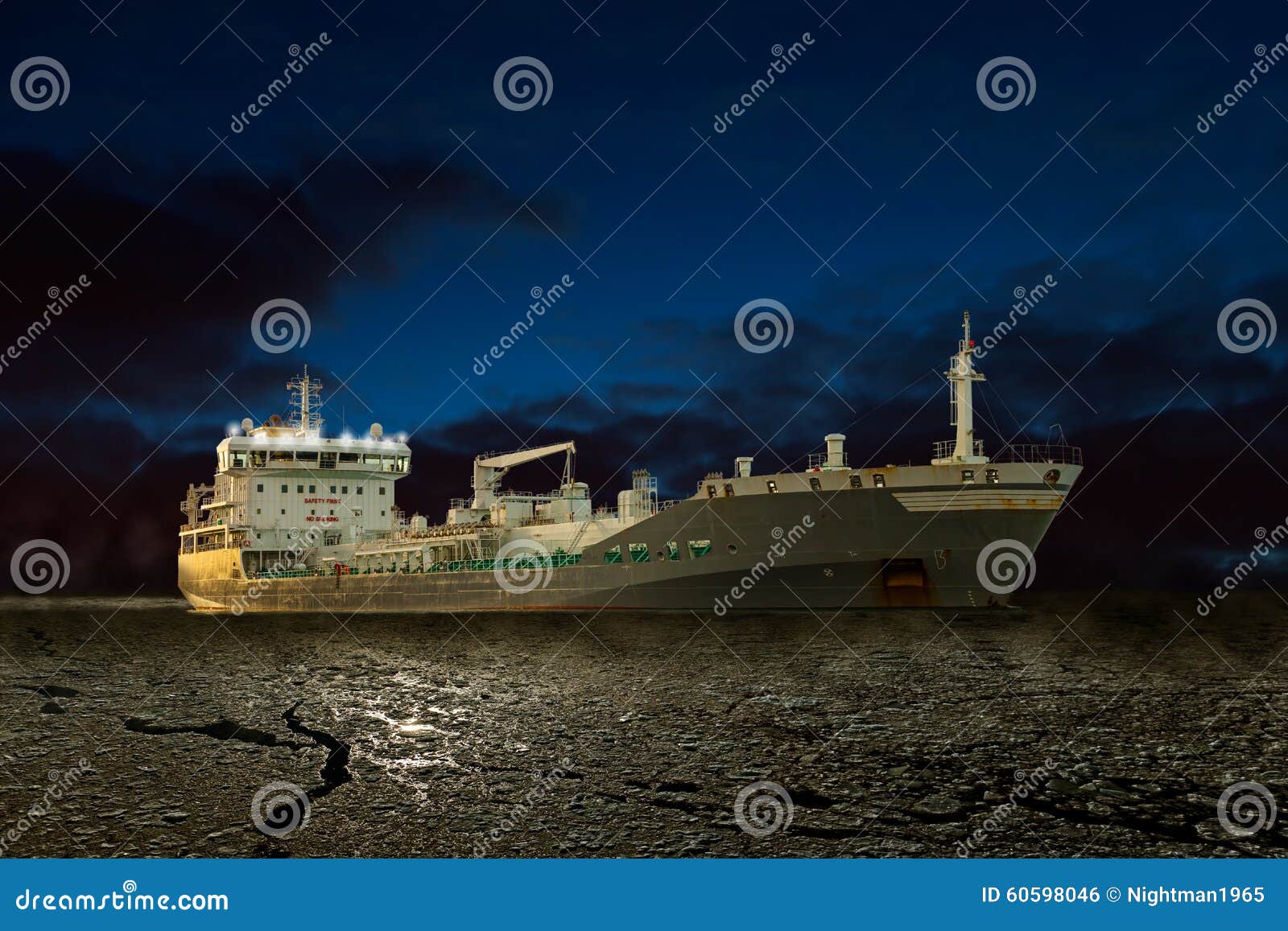 Ship at night stock photo. Image of blue, evening, cargo - 60598046