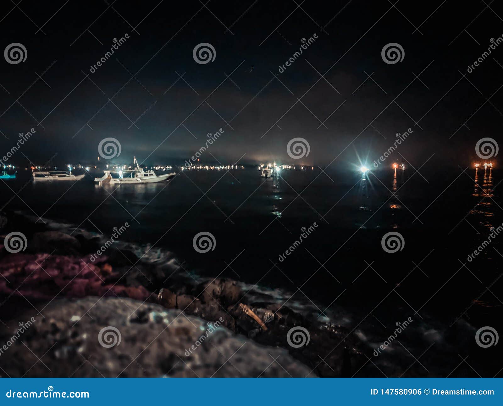 Ship night sea stock photo. Image of ship, night, light - 147580906