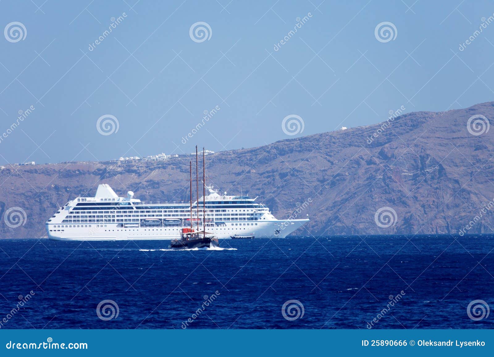 Ship Off the Coast of the Island Stock Photo - Image of tourism ...