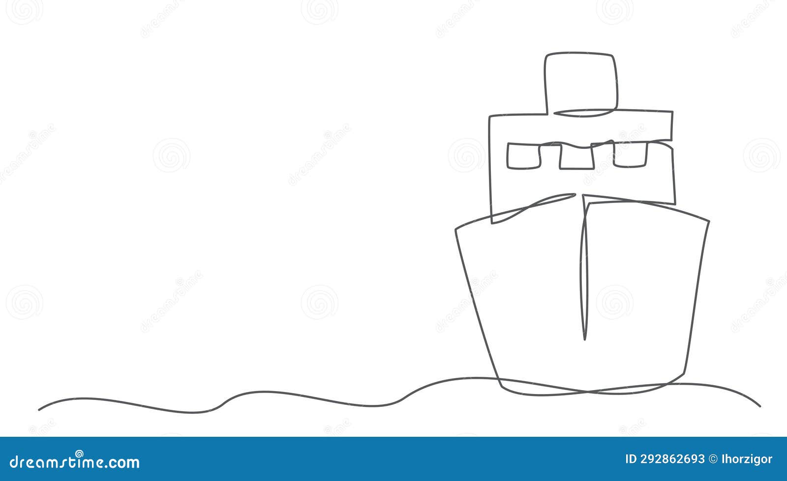 Ship One Line Drawing Isolated on White Background Stock Vector ...