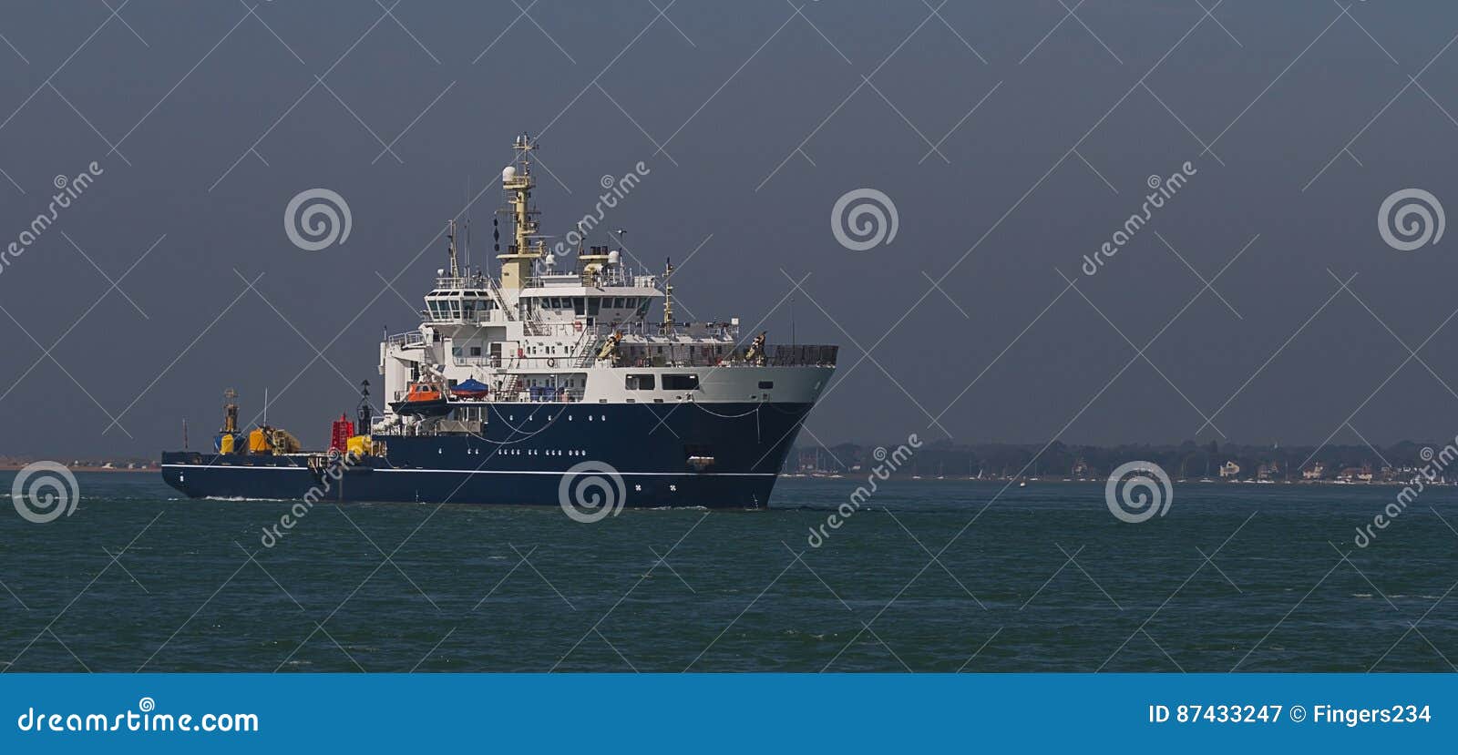 Ship on open water stock image. Image of float, captain - 87433247