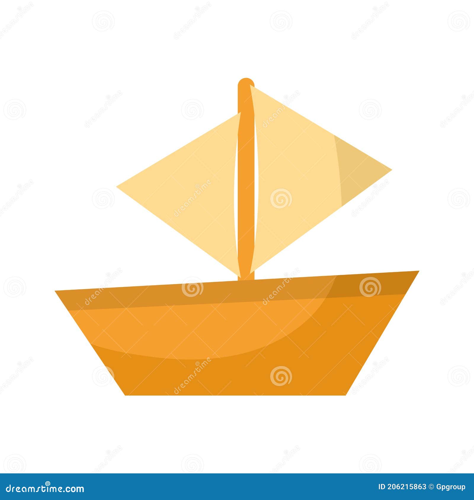 Ship with a orange color stock vector. Illustration of flat - 206215863