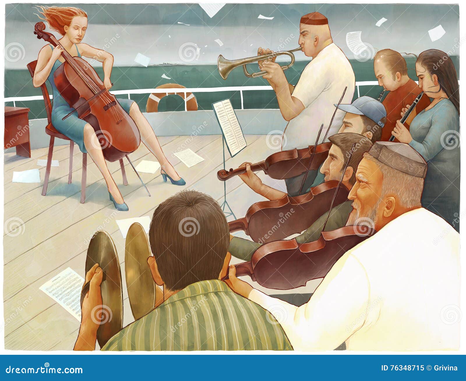 The ship orchestra stock illustration. Illustration of dressed - 76348715