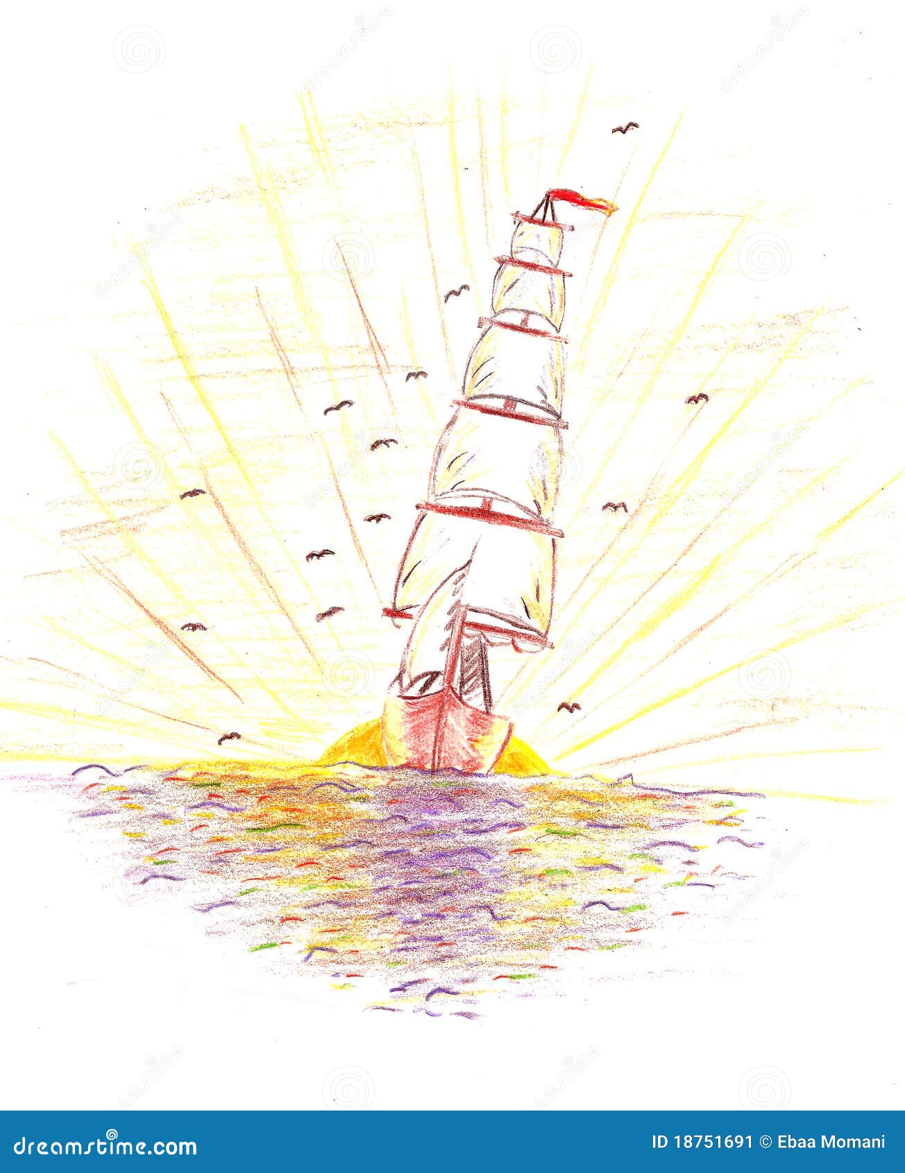 Ship over a sunset stock illustration. Illustration of sailboat - 18751691