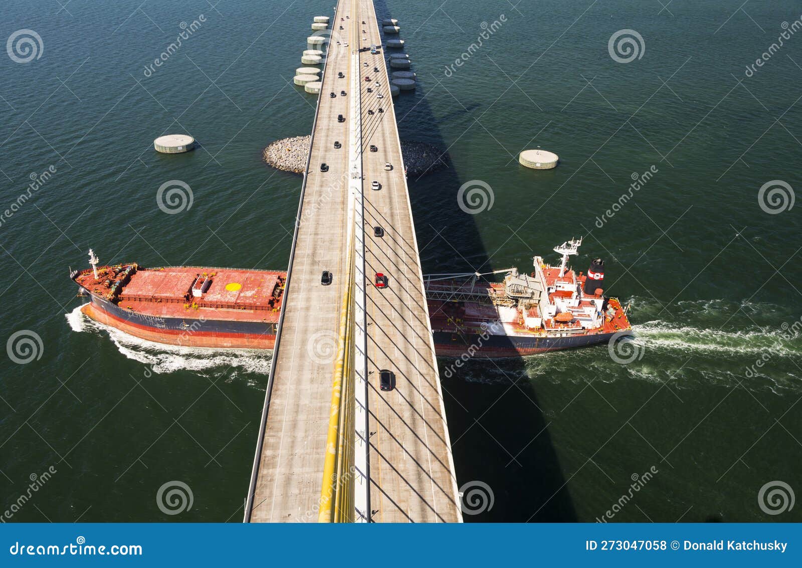 Ship under Bridge editorial stock photo. Image of sunshine - 273047058