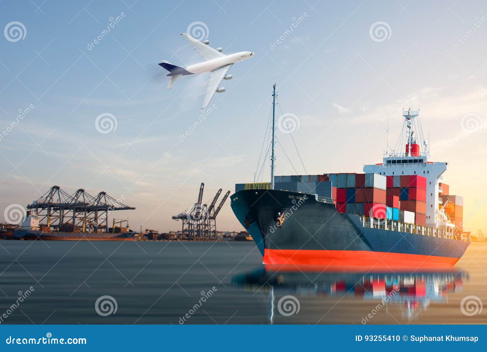 Ship Pickup Container is Going Out from Dock. Stock Photo - Image of ...