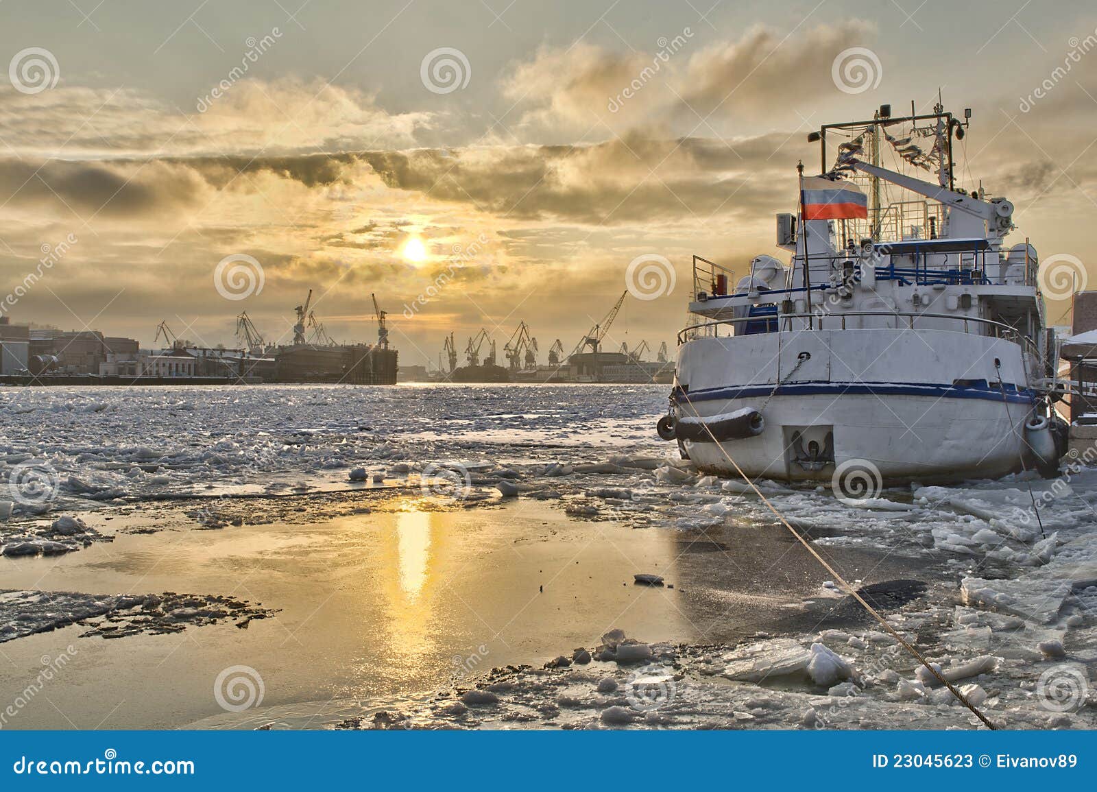 A Ship at the Pier Blocked by Ice Stock Image - Image of snow, russian ...