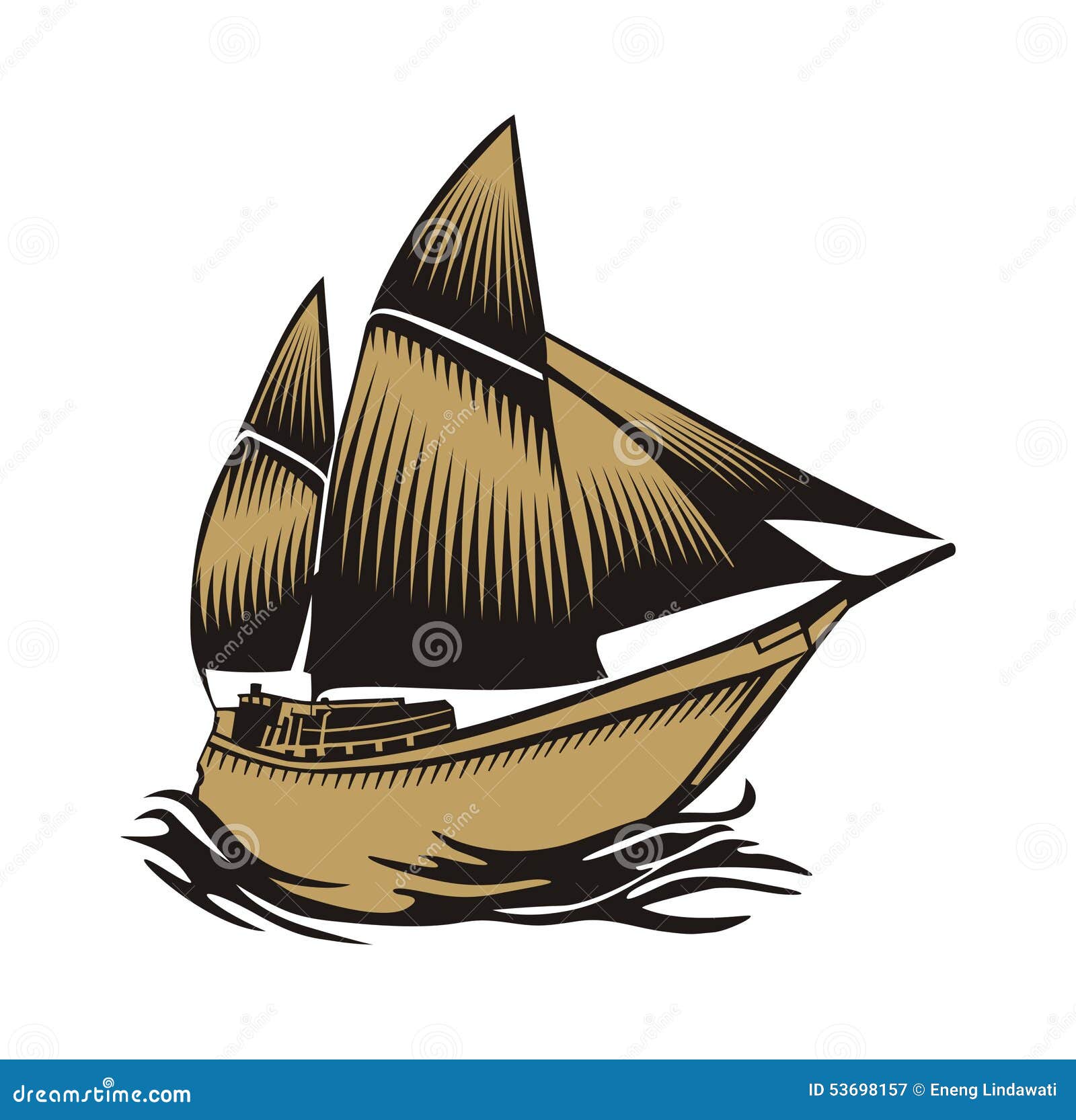 Ship Pinisi stock illustration. Illustration of design - 53698157