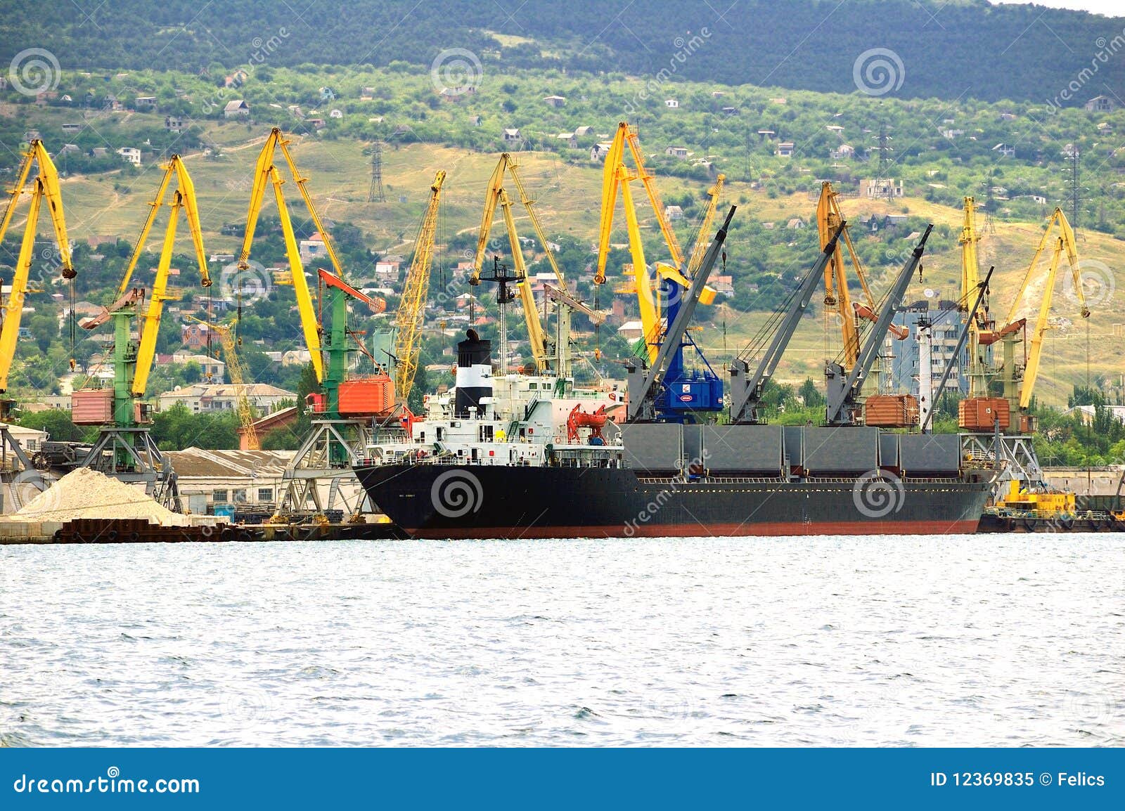 Ship in the Port Near the Pier Stock Image - Image of bulk, port: 12369835