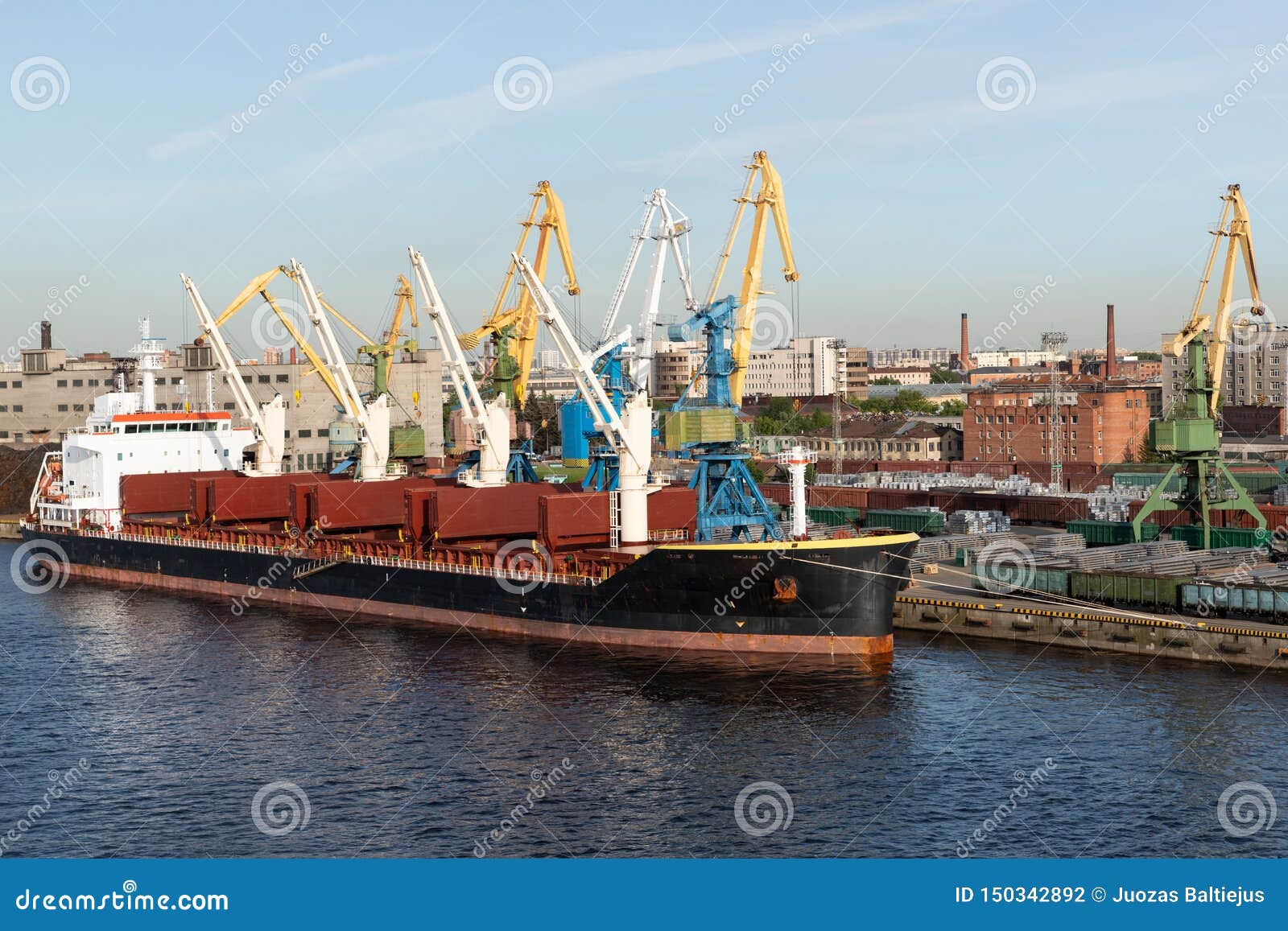 Ship in the Port Near the Quay. Stock Photo - Image of water, mobility ...