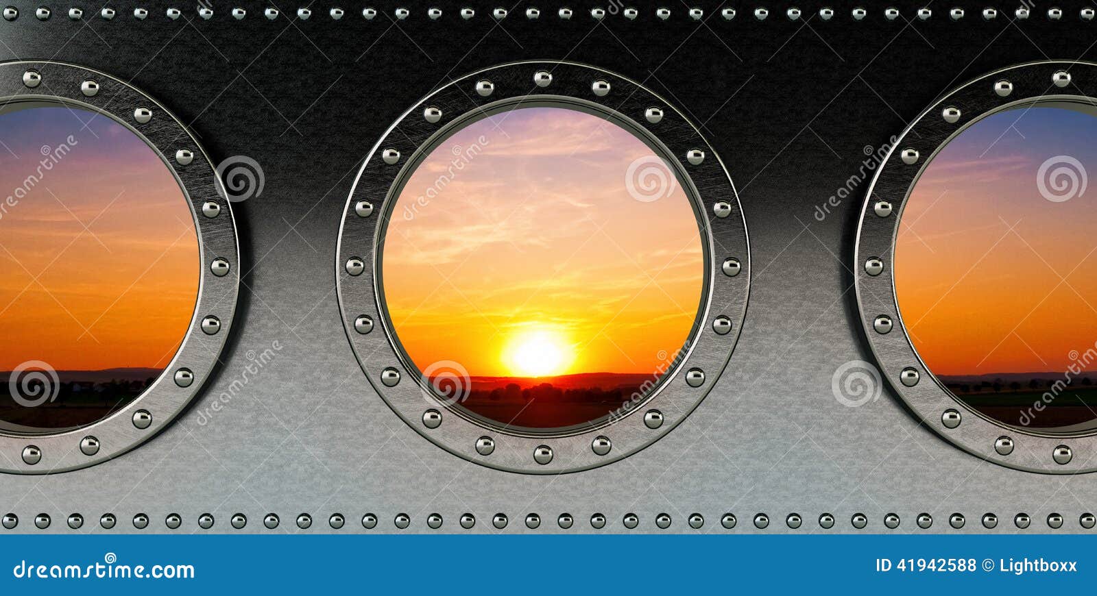 Sunset Through The Portholes Of The Boat Royalty-Free Stock Image ...