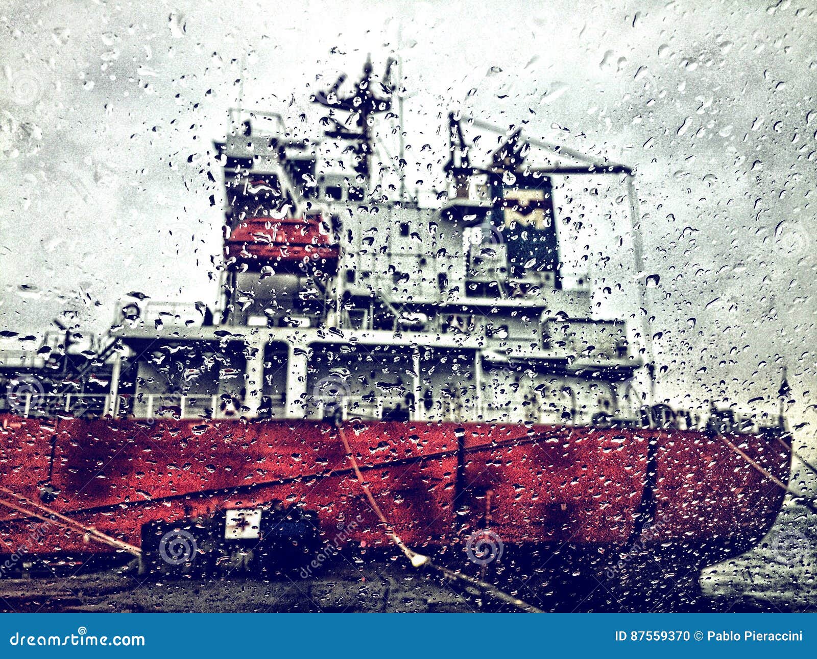 Ship through a Rainy Window Stock Photo - Image of rain, tanker: 87559370