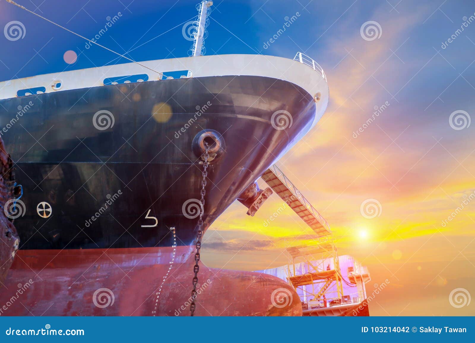 Ship repair stock photo. Image of navigation, blue, marine - 103214042