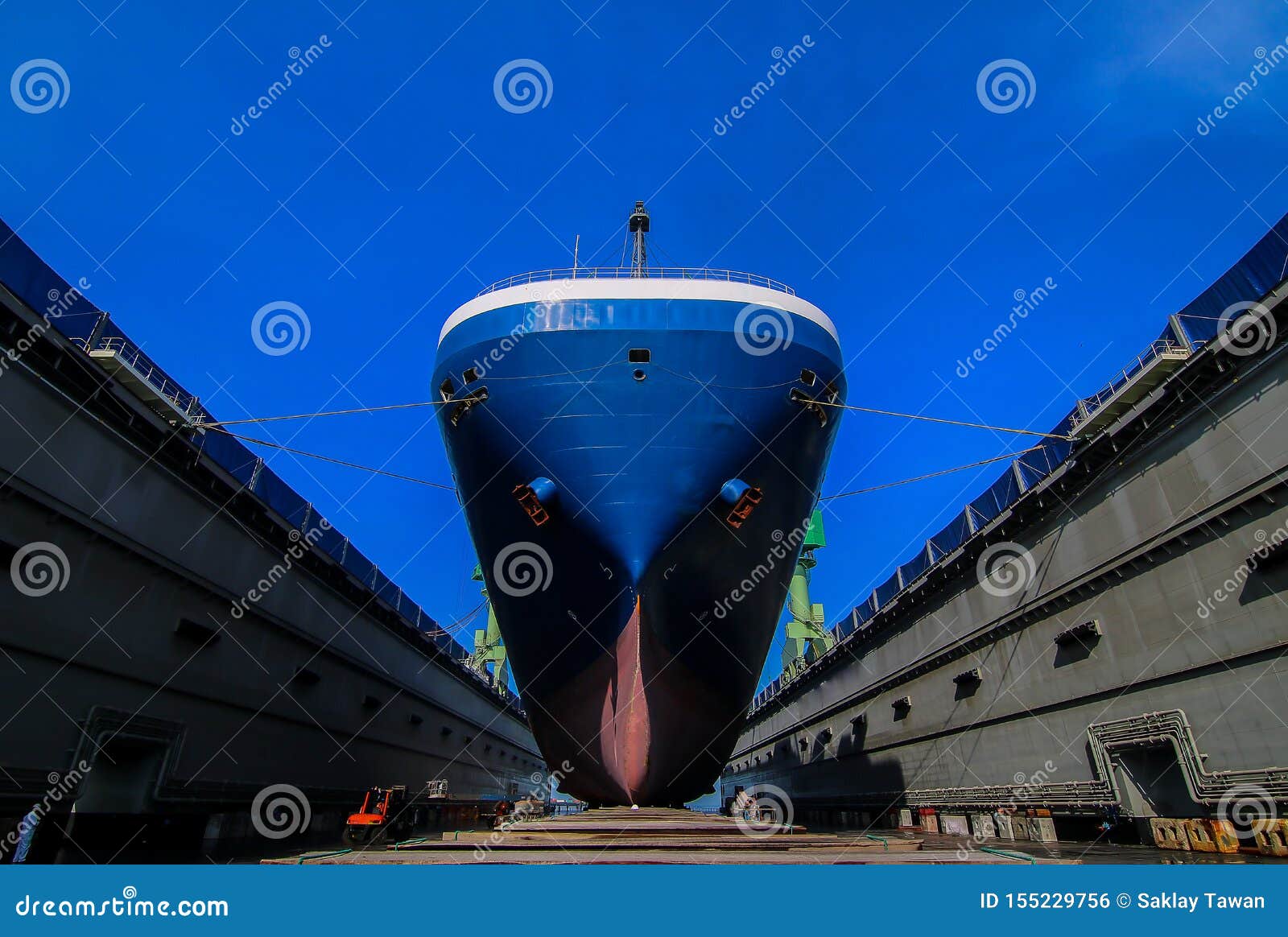 Ship repair in shipyard stock photo. Image of blue, rear - 155229756