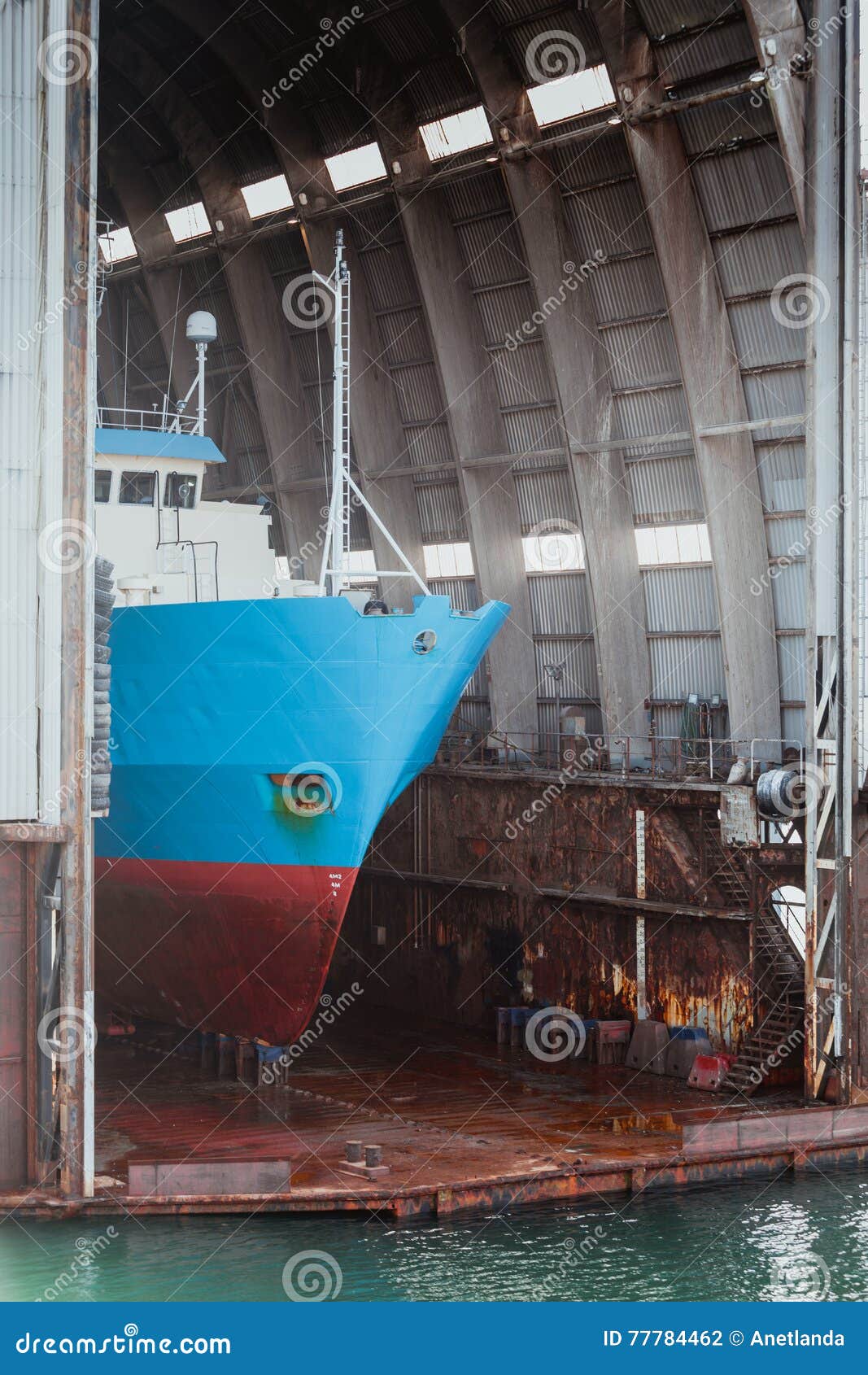 Ship in Repair Yard, Dry Dock Stock Photo - Image of dockyard ...