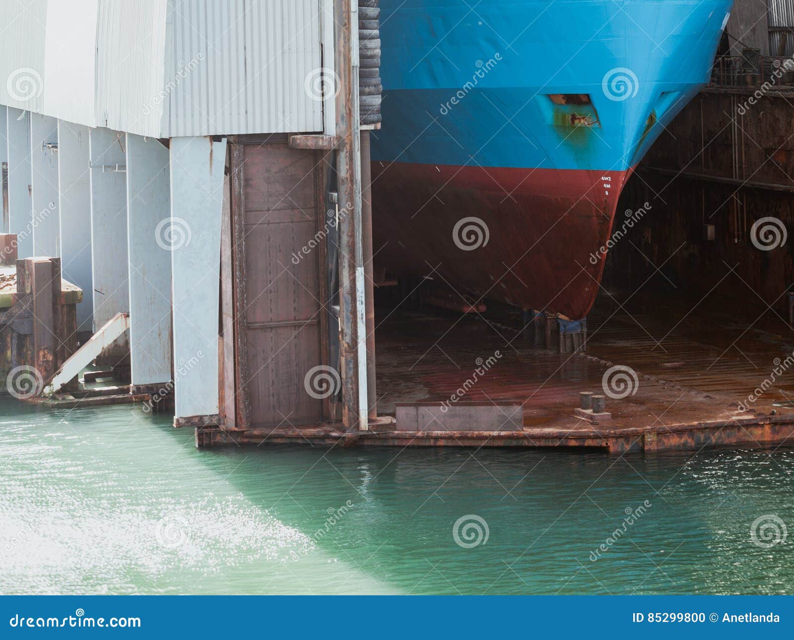Ship in Repair Yard, Dry Dock Stock Photo - Image of rust, tying: 85299800