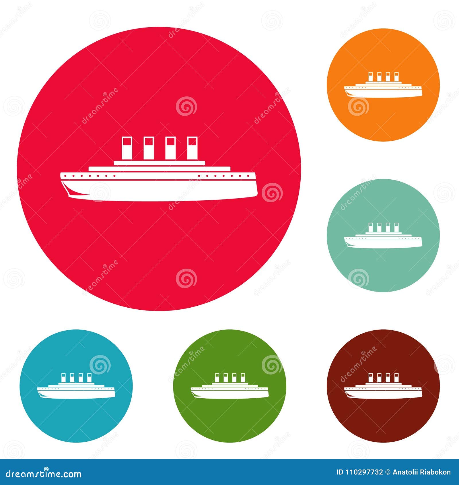 Ship Retro Icons Circle Set Vector Stock Vector - Illustration of cargo ...